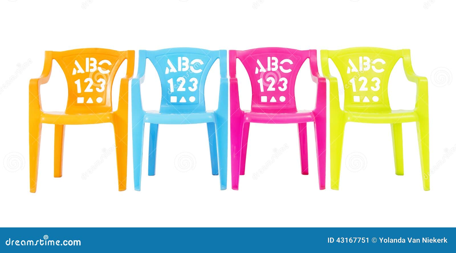 Four Colourful Kids Chairs stock image. Image of line - 43167751