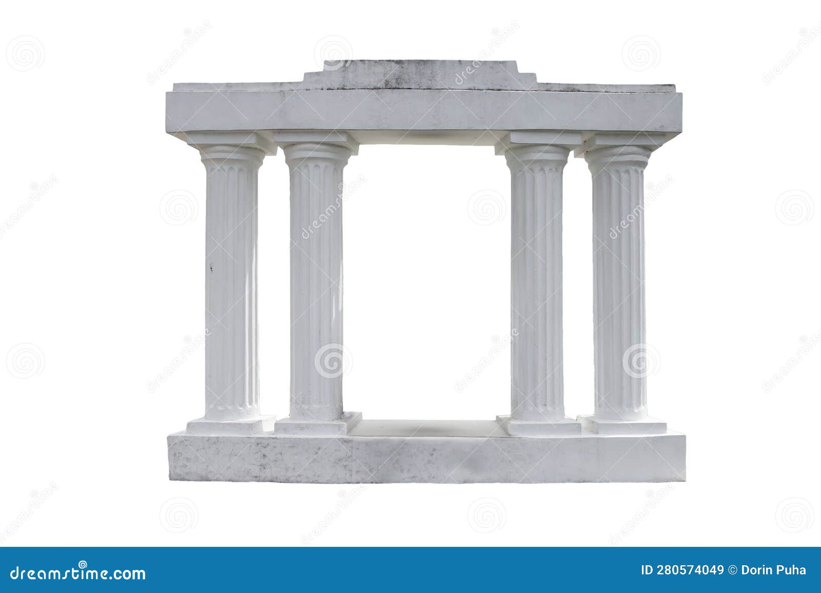 Four Columns with Beams, Isolated on White Background, Abstract Frame ...
