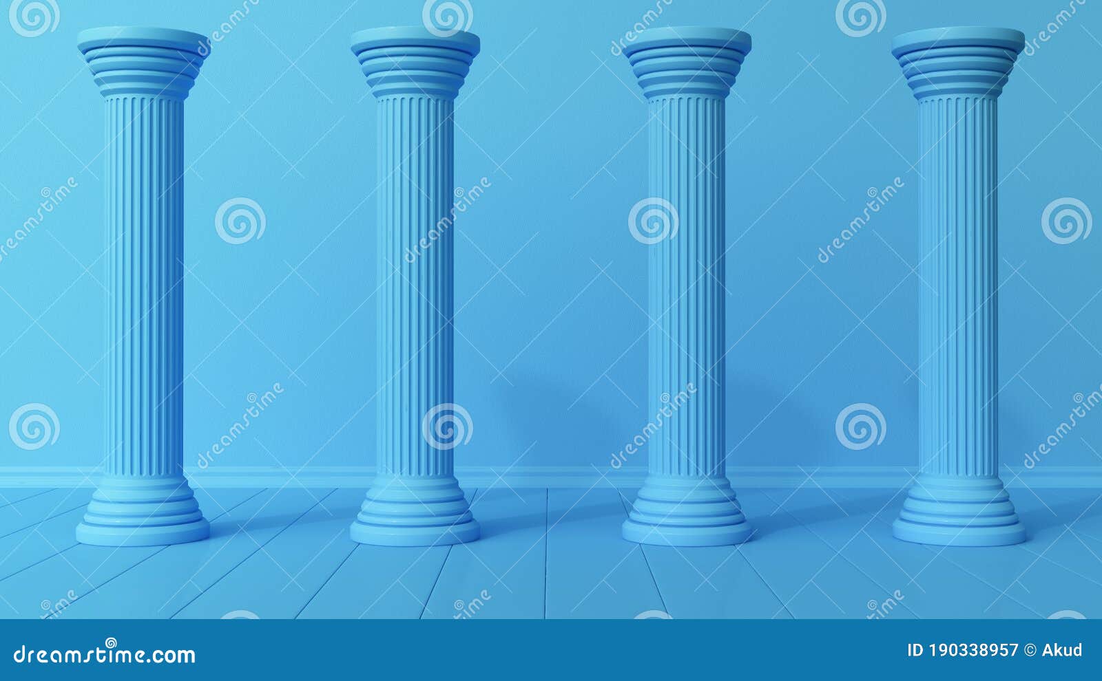 Four Columns in the Blue Interior Stock Illustration - Illustration of ...