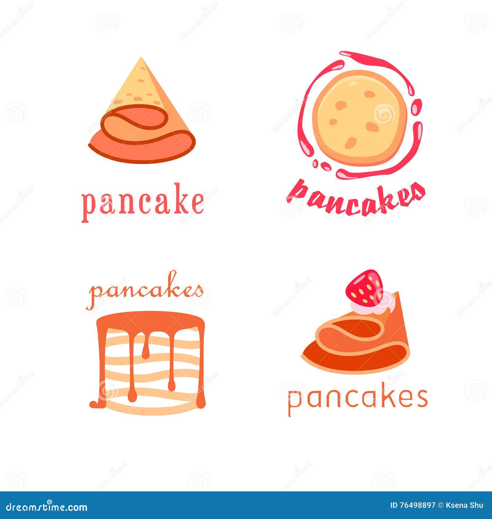 Four Concepts of Pancake Logotypes Stock Vector - Illustration of ...