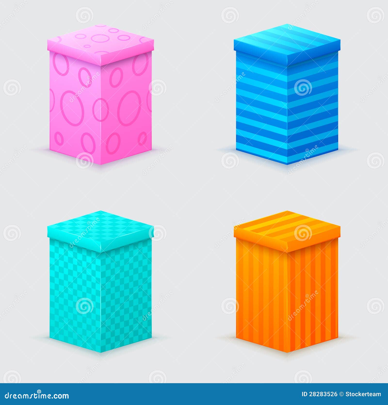 Four Cones Gift Boxes with Lids Closed Stock Illustration ...