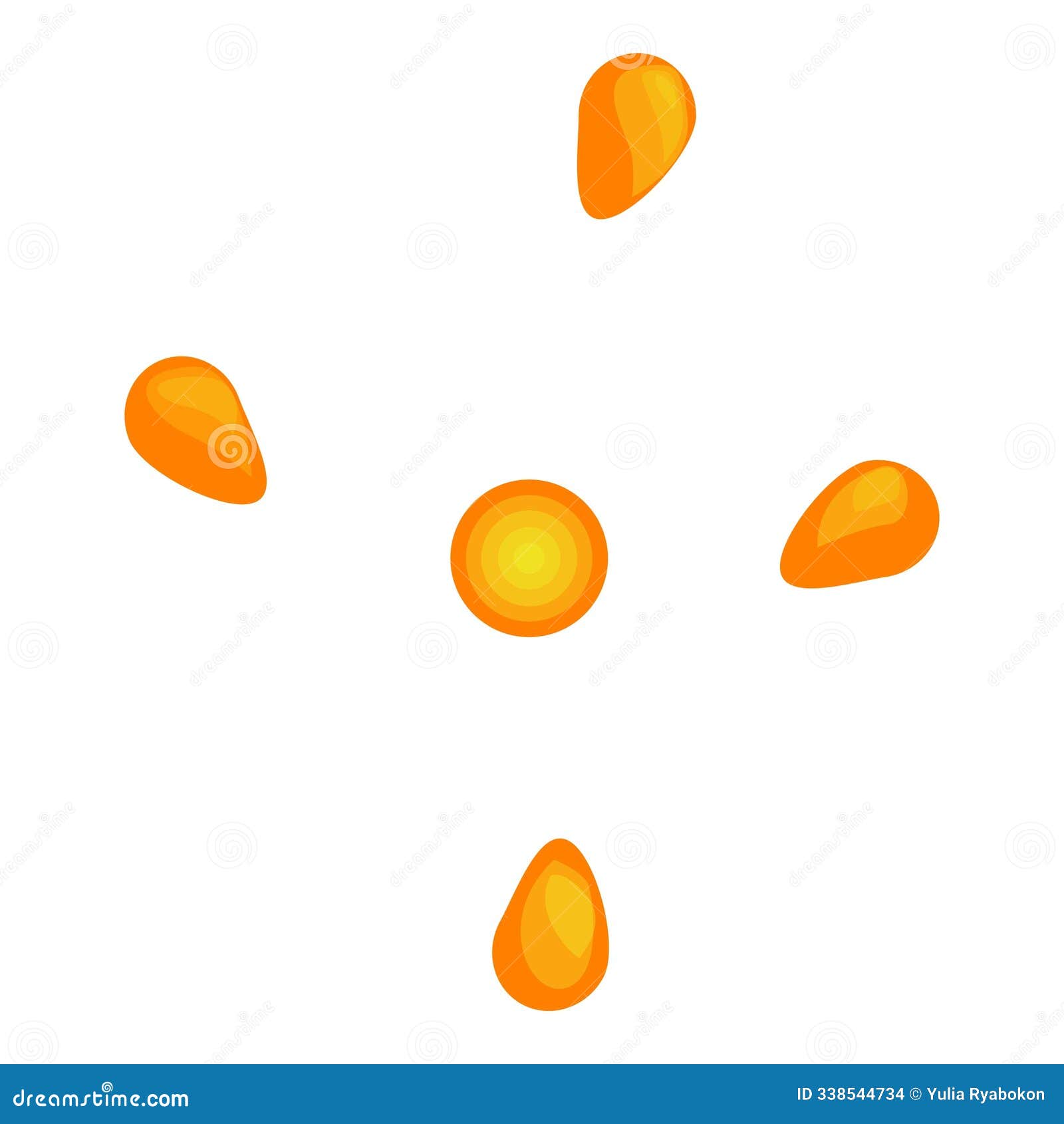 A Set With Corn. Sliced Corn Cobs And A Handful Of Grains. Vector ...