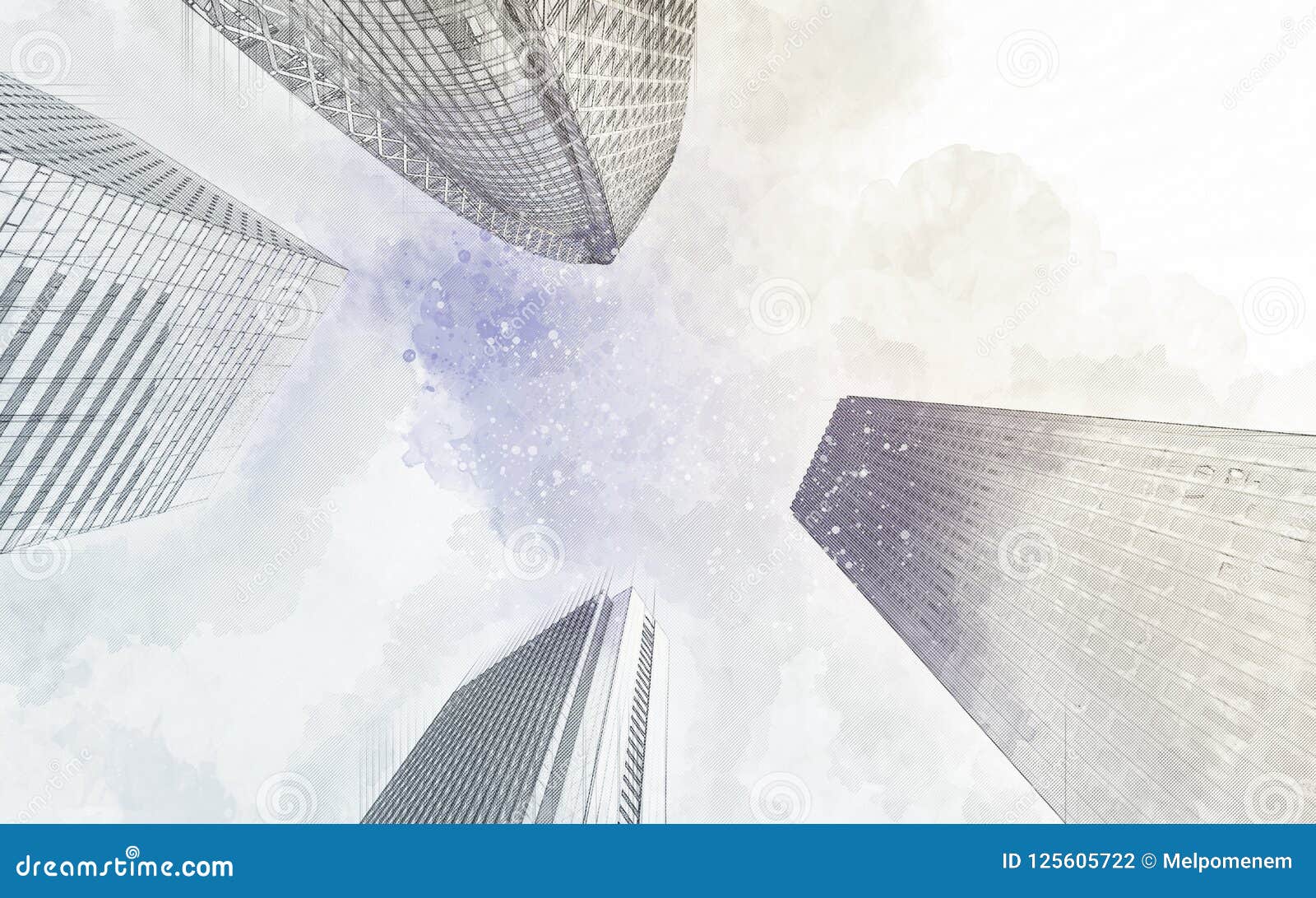 Skyscraper Sketch Looking Up To the Sky Stock Illustration ...