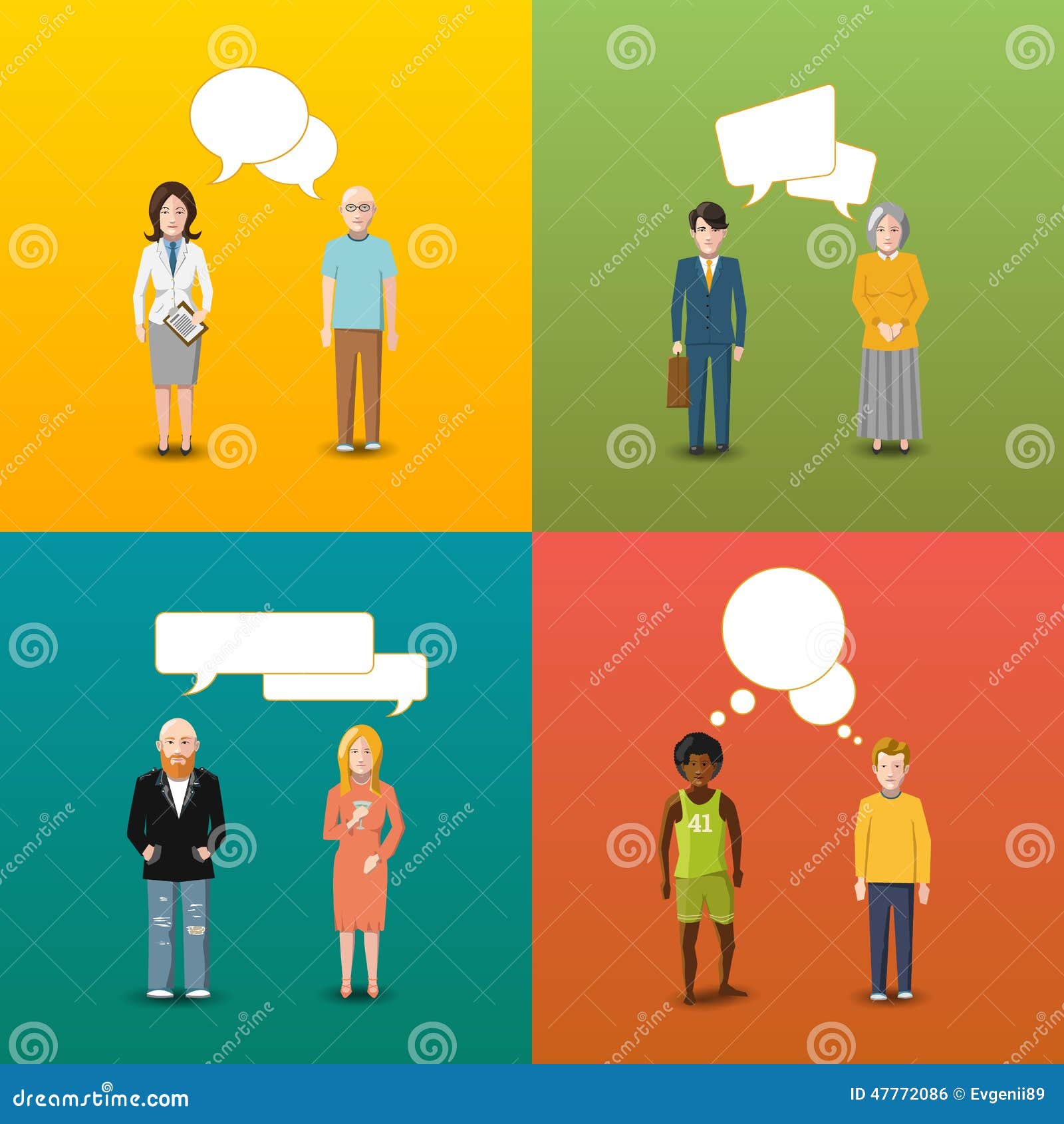 Four Couples of People Who are Engaging in Stock Vector - Illustration ...