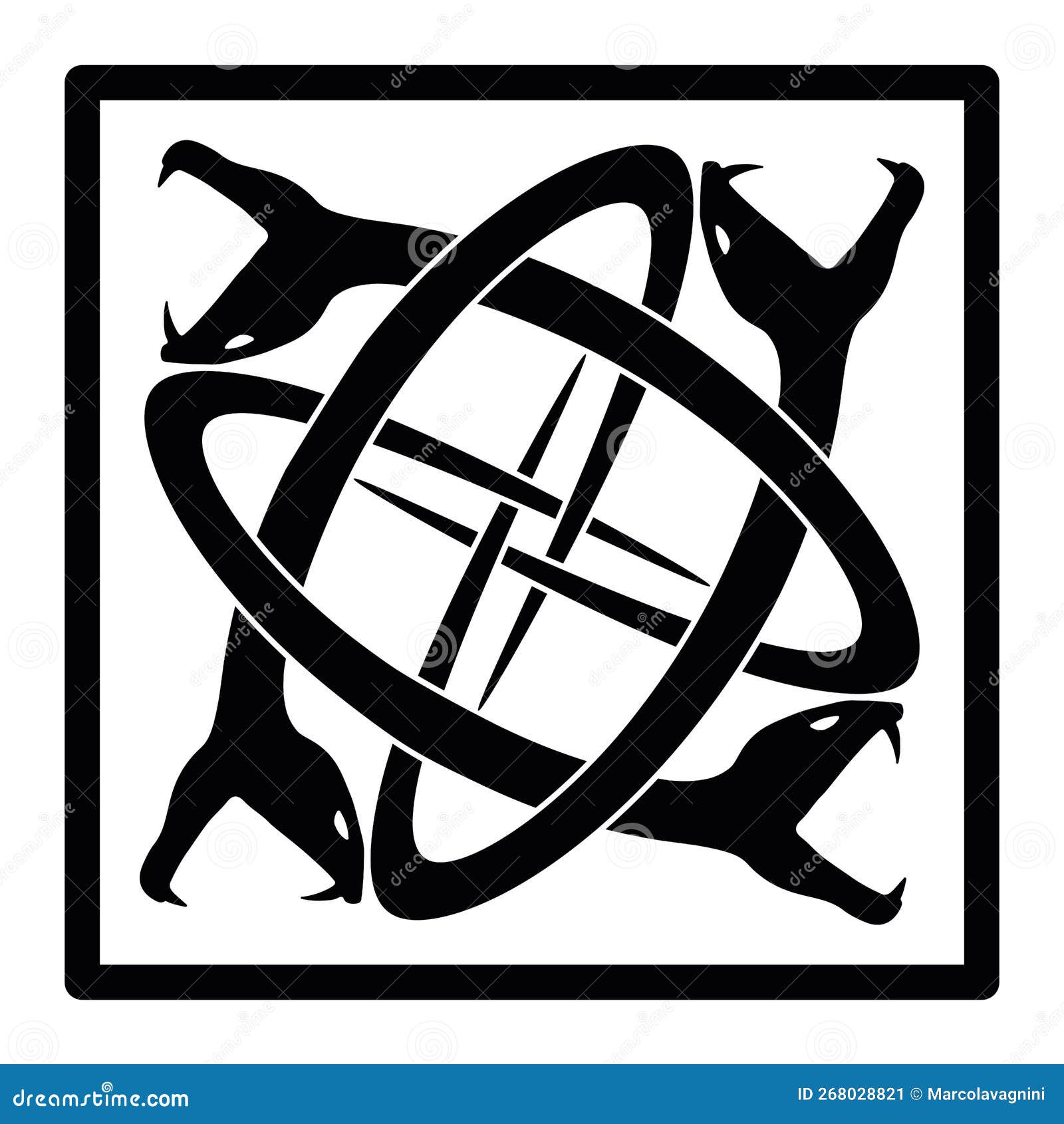Four Intertwined Snakes Enclosed in a Square Stock Vector ...