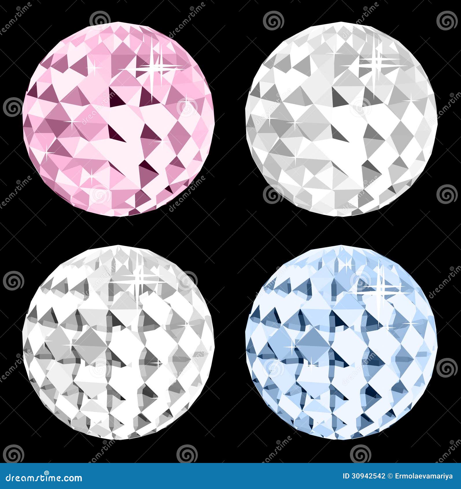 Four Crystal on Black Space. Vector Stock Vector - Illustration of ...