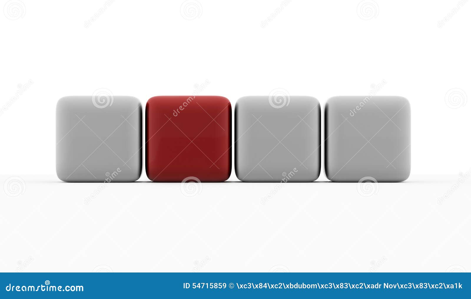Four Cubes Concept One is Red Isolated Stock Illustration ...