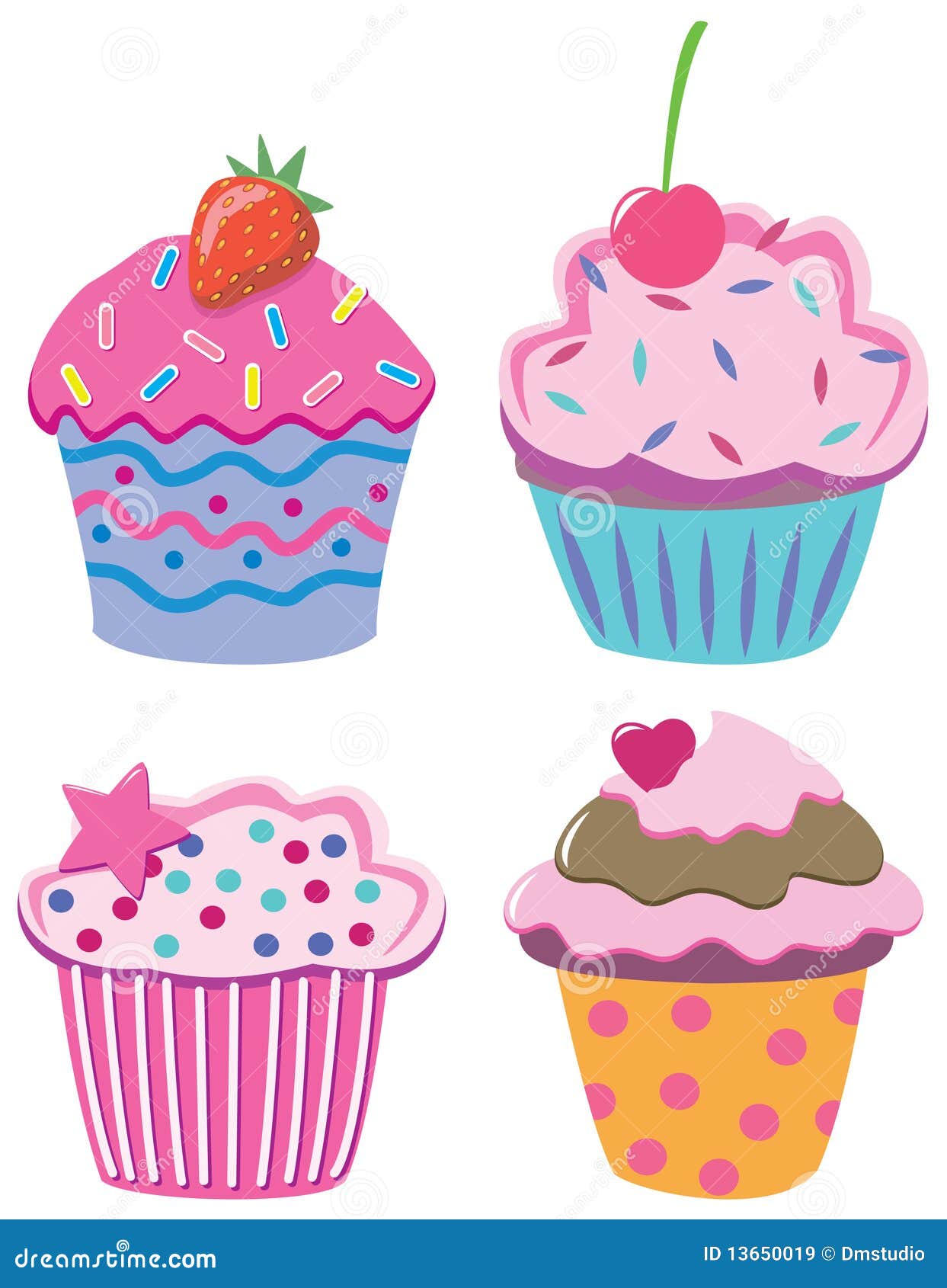 Four cupcakes stock vector. Illustration of peach, melted - 13650019