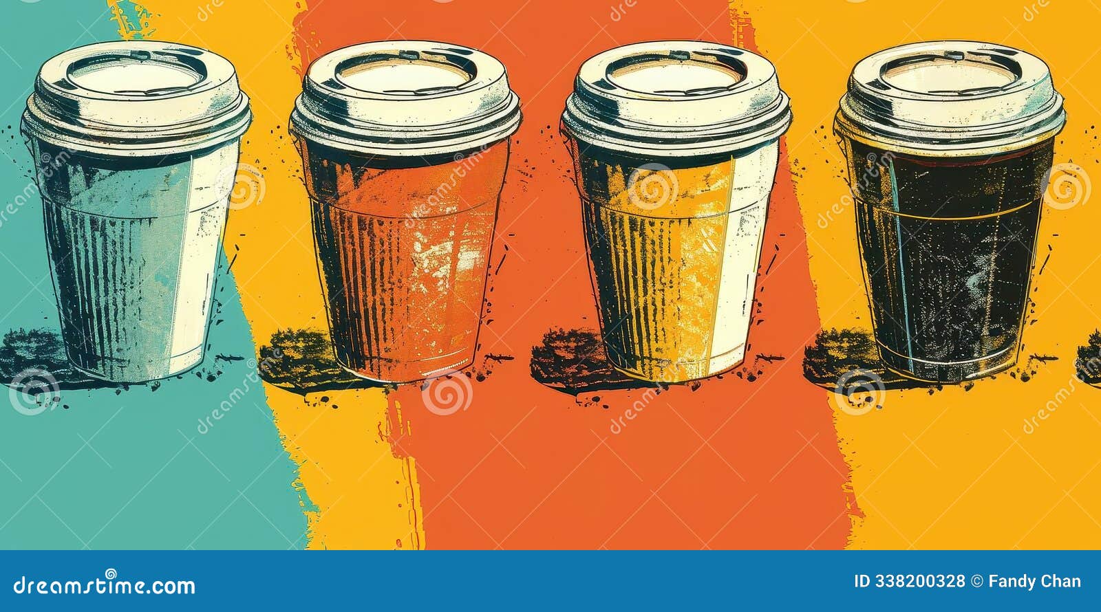 Four Cups of Coffee, a Colorful Illustration Stock Illustration ...