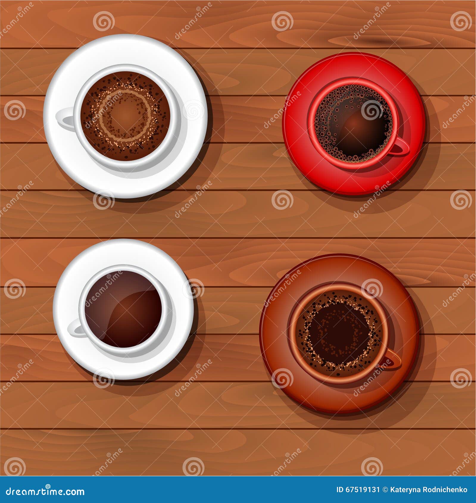 Four Cups Of Coffee And Cappuccino Vector Illustration | CartoonDealer ...