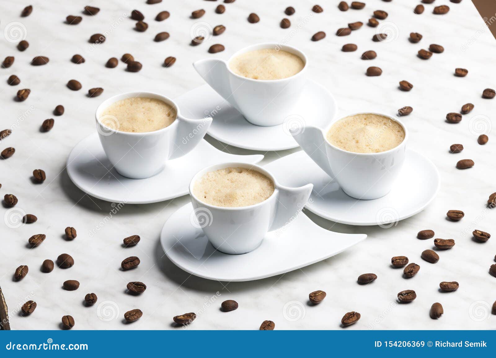 Four Cups of Coffee with Milk Stock Image - Image of interiors, inside ...