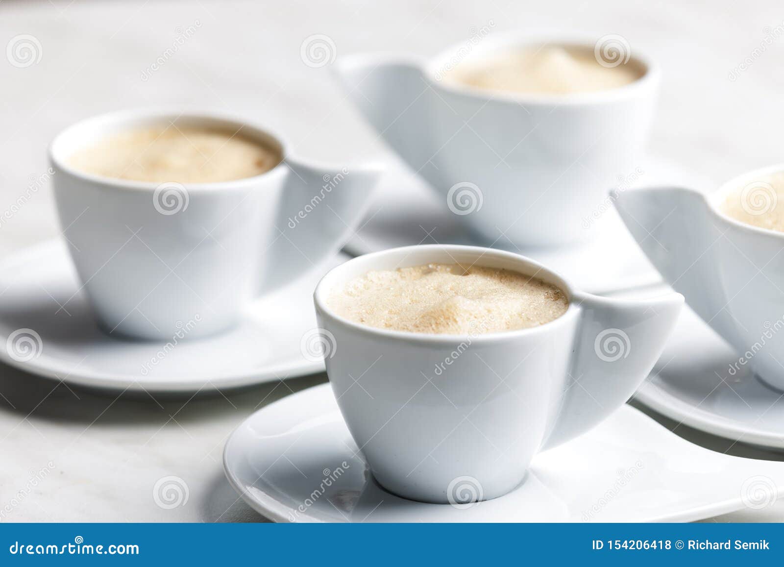 Four Cups of Coffee with Milk Stock Photo - Image of still, four: 154206418