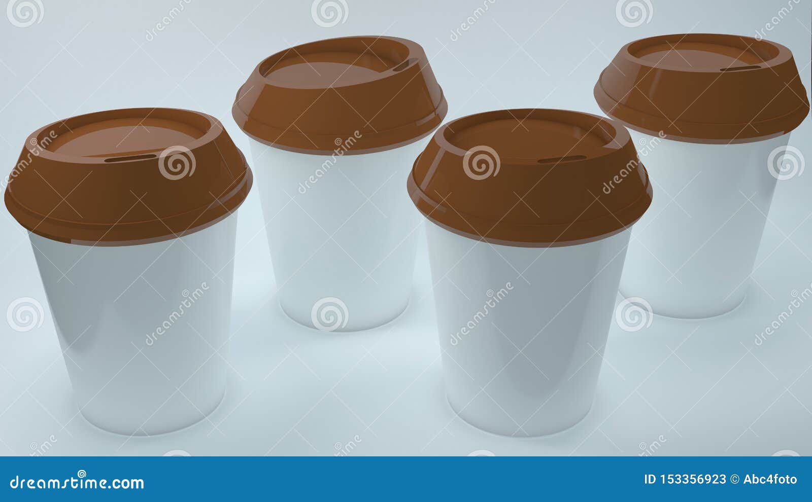 Four Cups of Coffee on White Stock Illustration - Illustration of ...