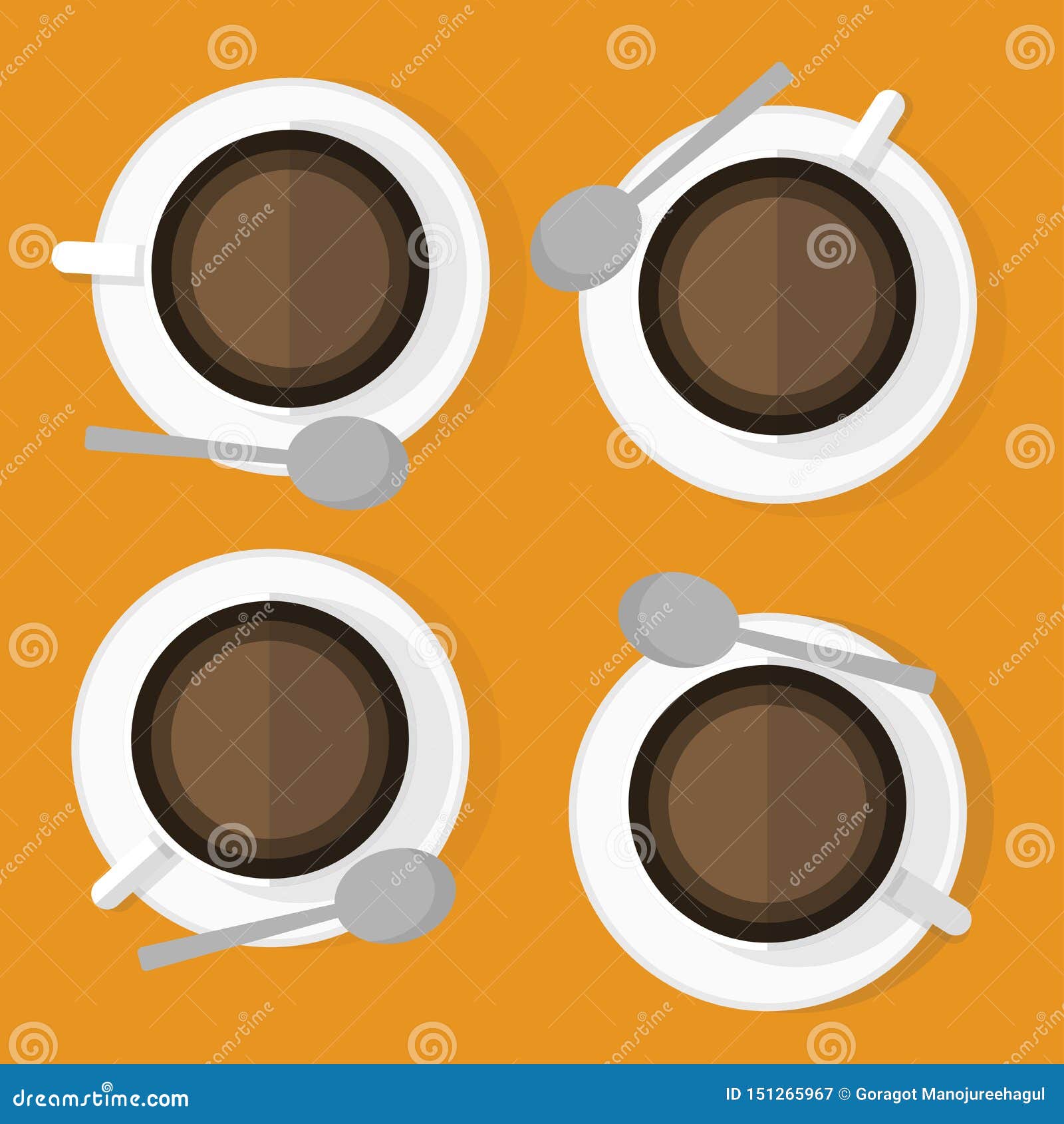 Four Cups Of Coffee And Cappuccino Vector Illustration | CartoonDealer ...