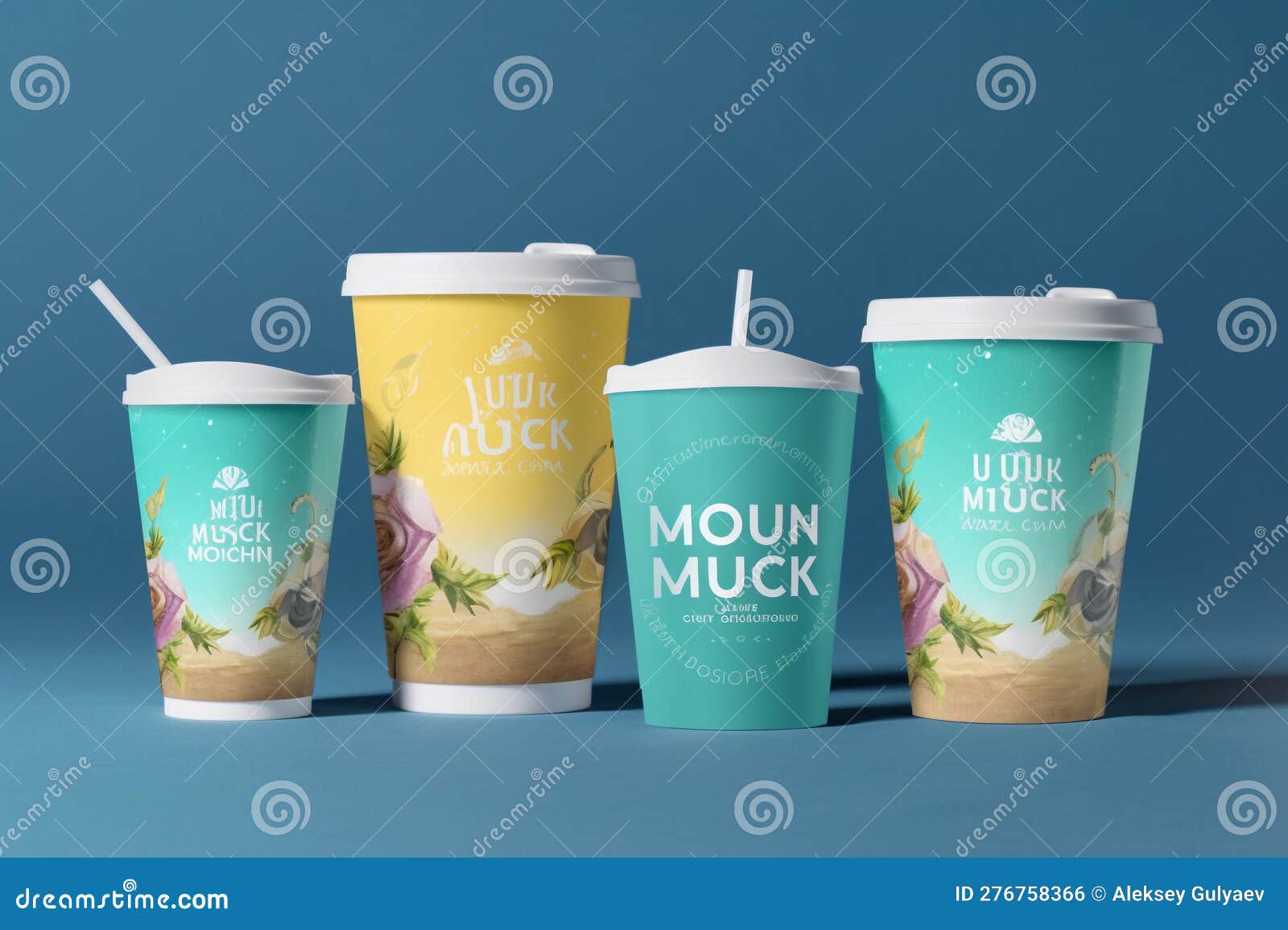 Four Cups with a Straw and the Word Mou Muck on Them. AI Generation ...