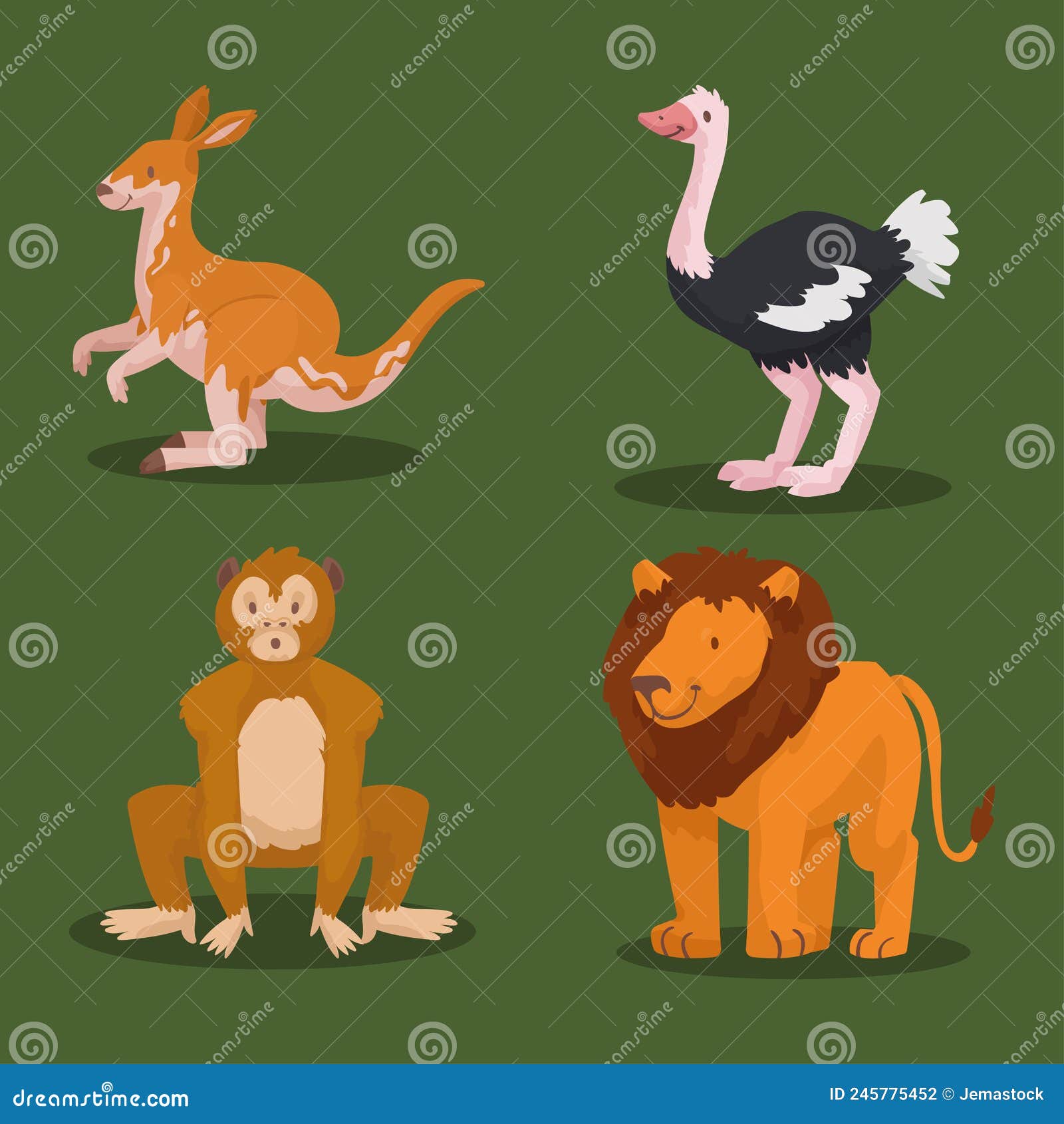 Four cute animals babies stock vector. Illustration of happy - 245775452