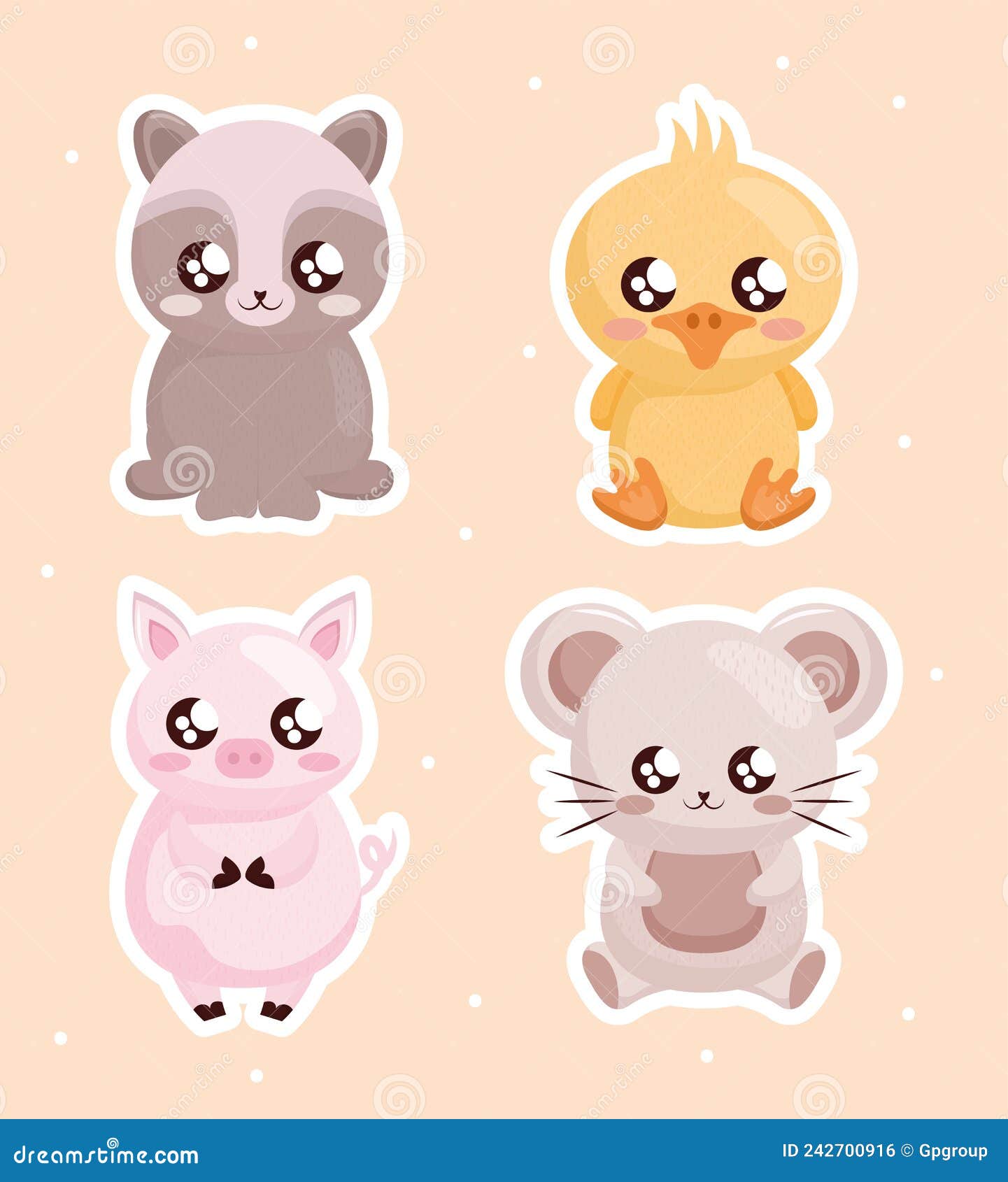 Four cute animals stock vector. Illustration of detailed - 242700916