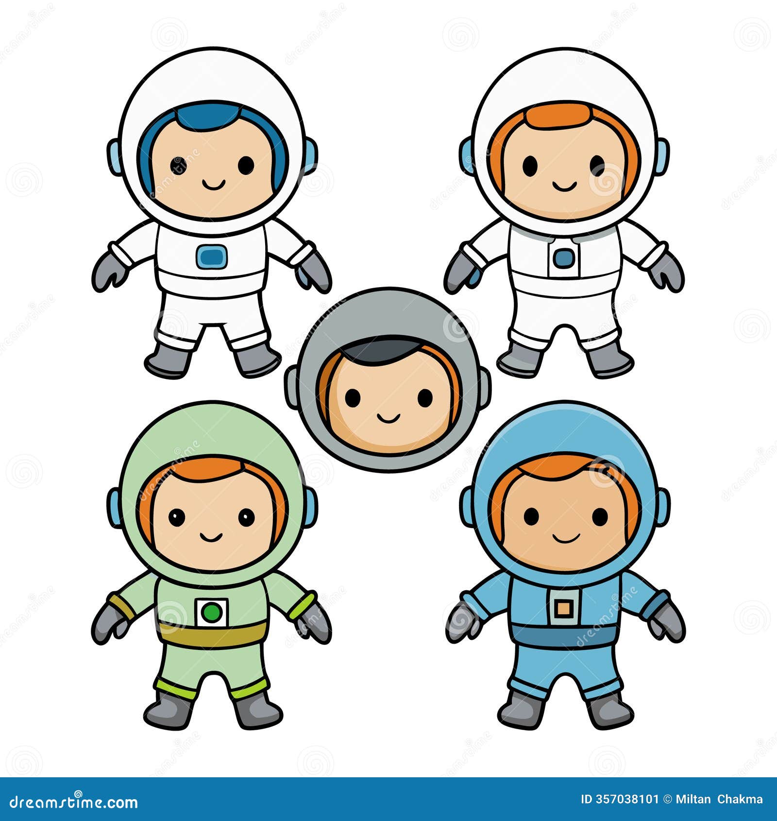 Cartoon Astronauts Meeting And Handshake In Space Isolated On White ...