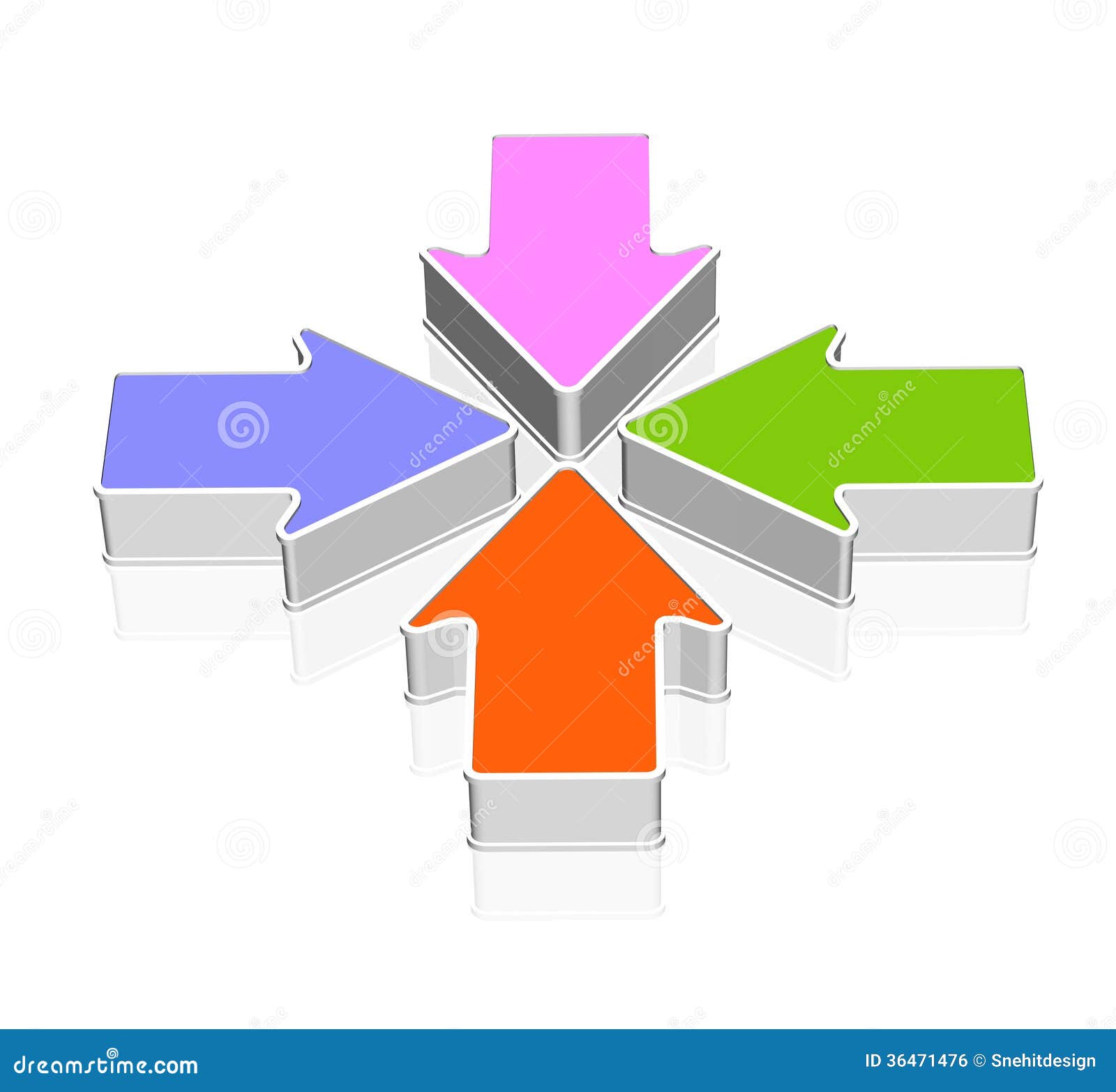 Four 3d arrows stock illustration. Illustration of attention - 36471476