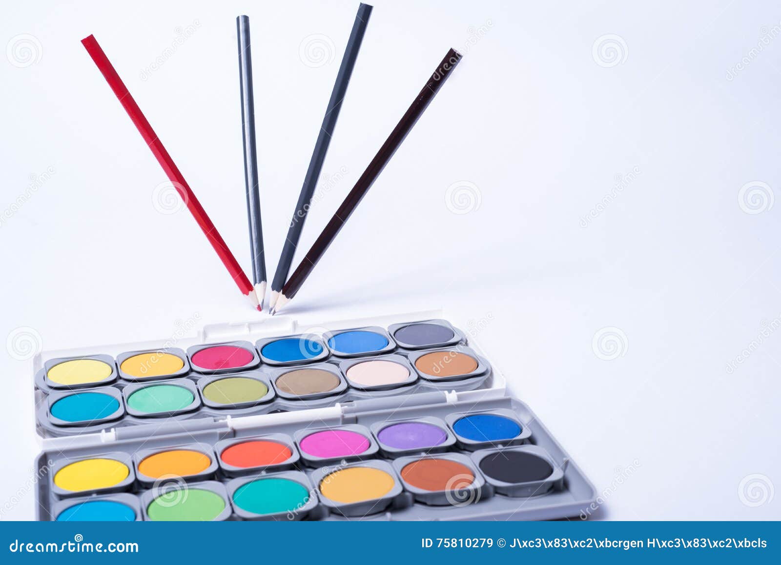 Four Dancing Pencils As Still Life on White Background Stock Image ...