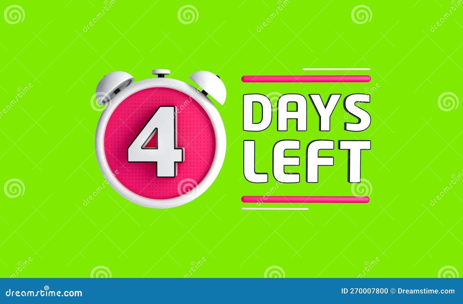 Four Days Left. Left Days Countdown Banner in 3D. Sales Time Count ...