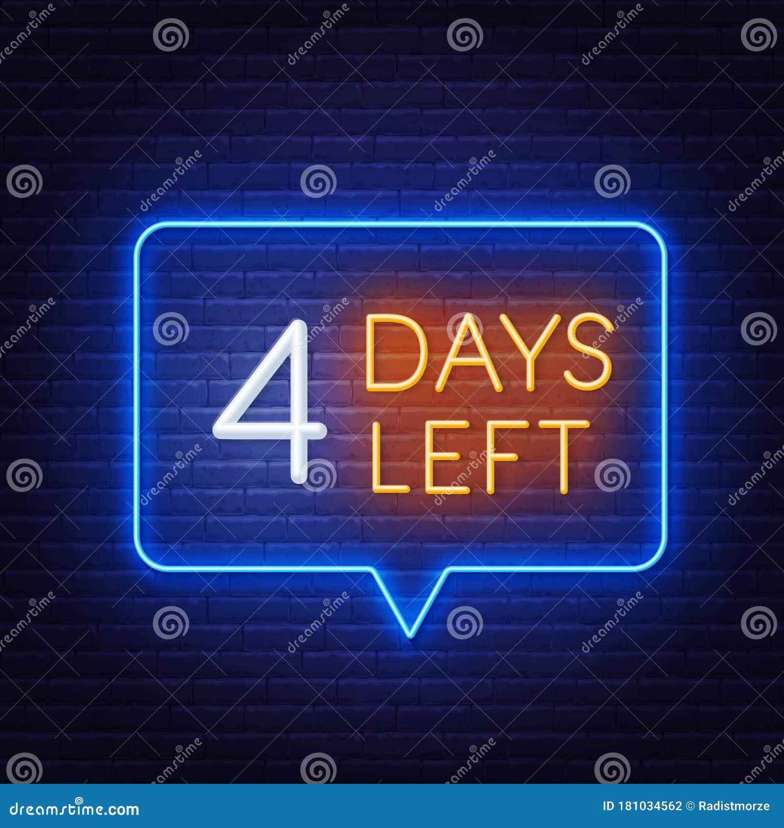 Four Days Left Neon Sign on Brick Wall Background. Stock Vector ...