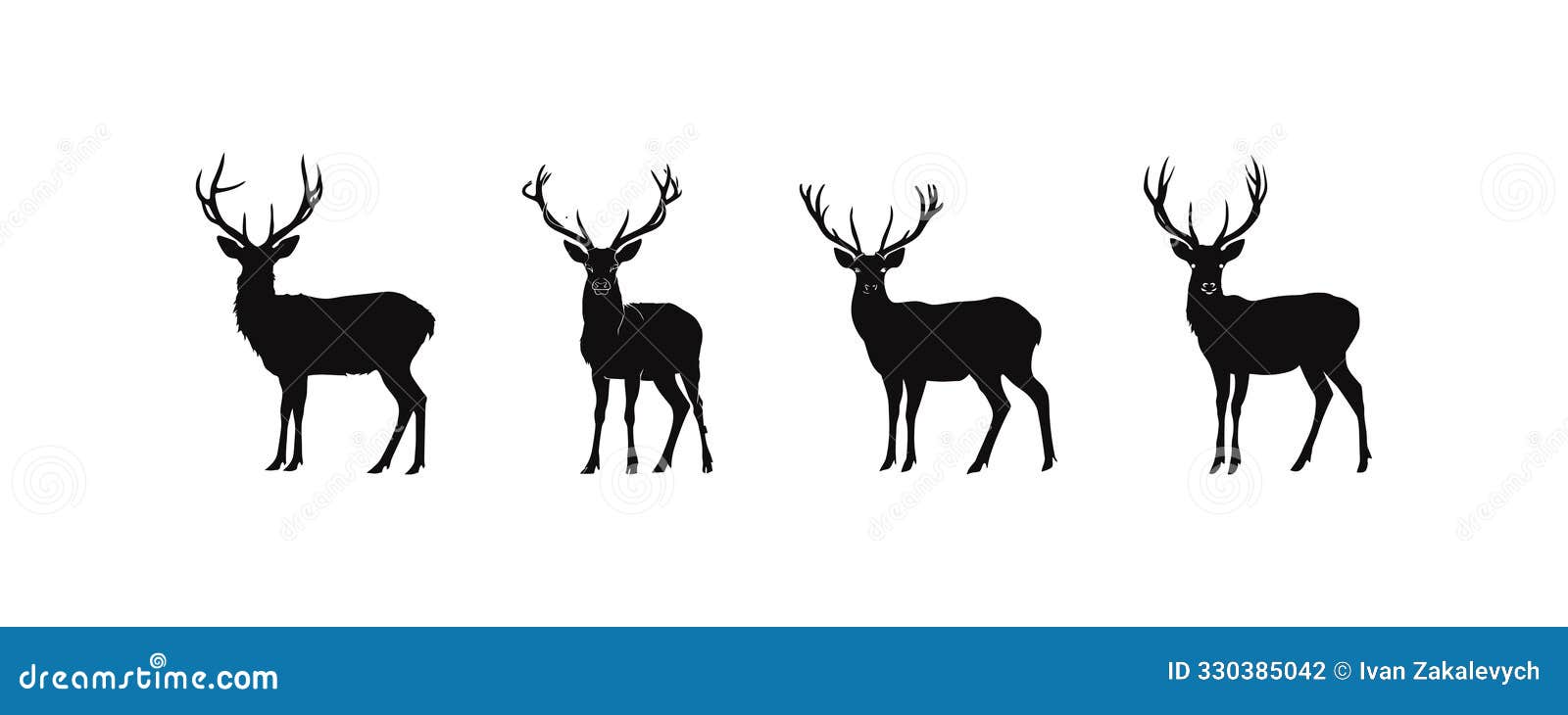 Four Deer Silhouettes Standing Together. Vector Icon Design Stock ...