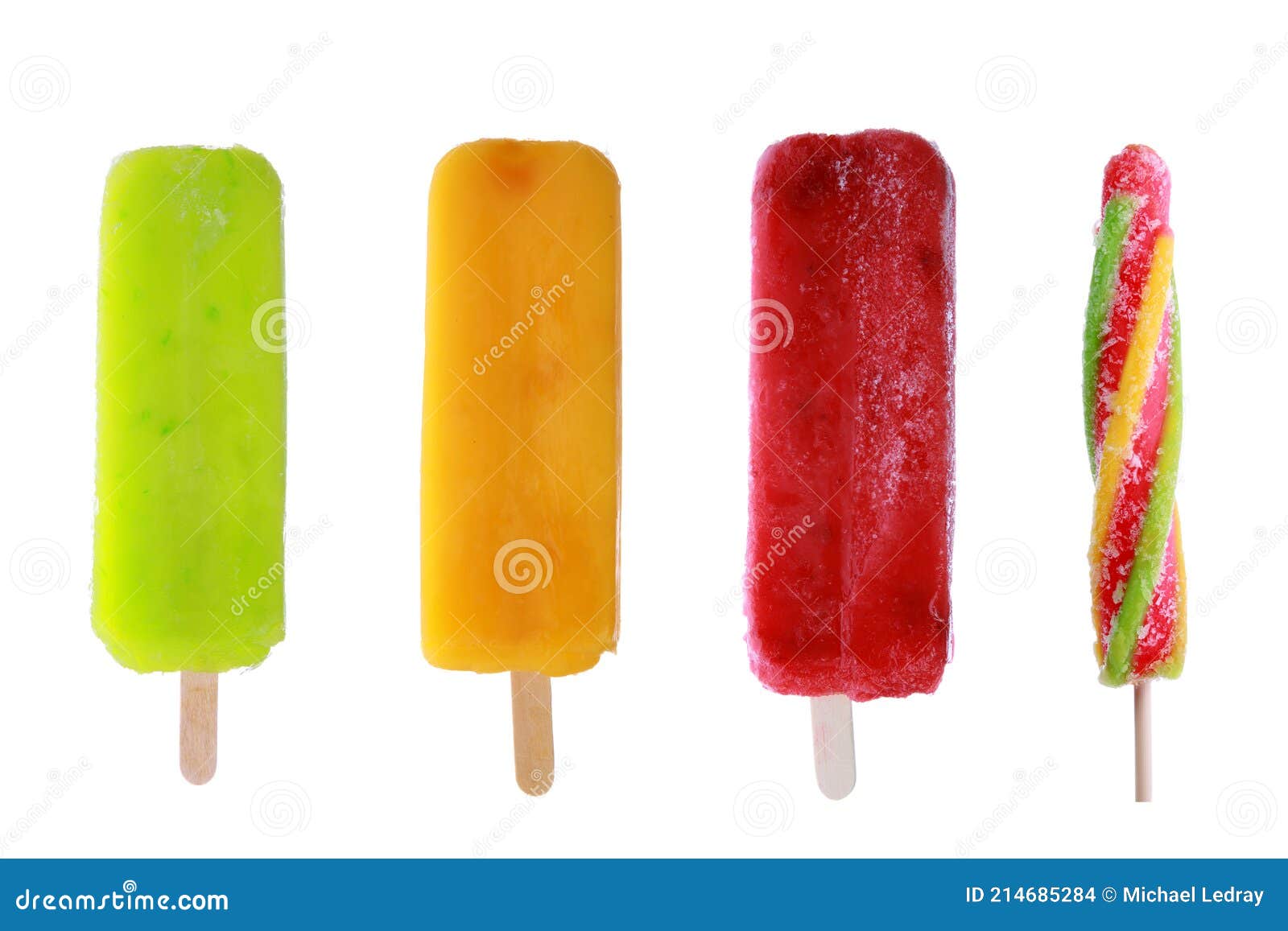 Four Delicious Frozen Popsicles Isolated on White Stock Photo - Image ...