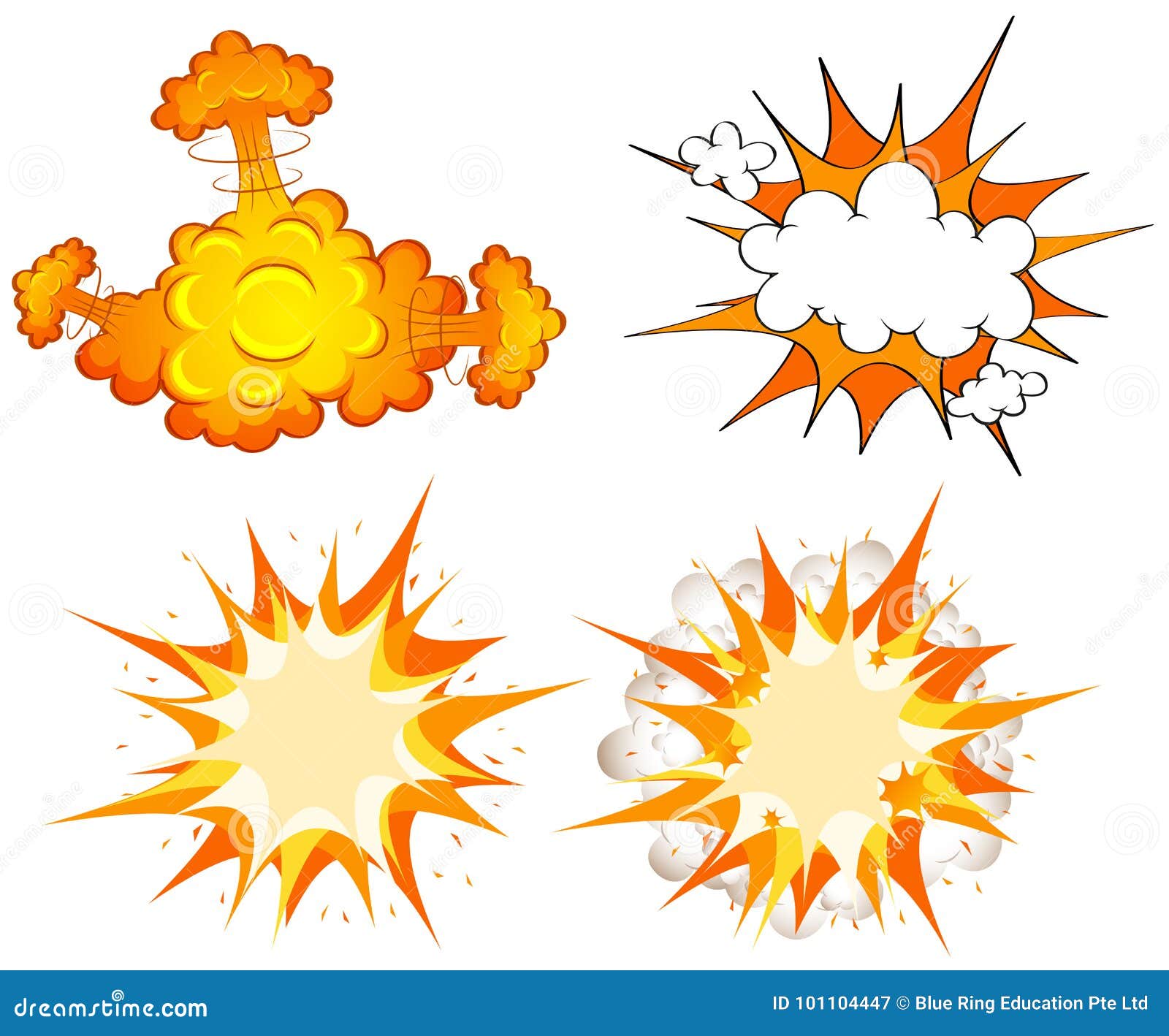 Four Design of Cloud Explosions Stock Vector - Illustration of classic ...
