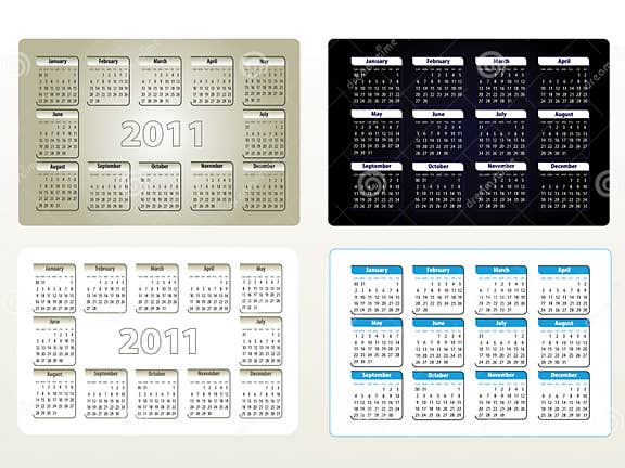 Four Designs of Calendar for 2011 (sun-sat) Stock Vector - Illustration ...