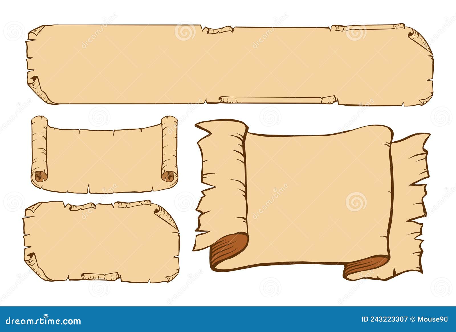 Four designs of old paper stock vector. Illustration of writing - 243223307