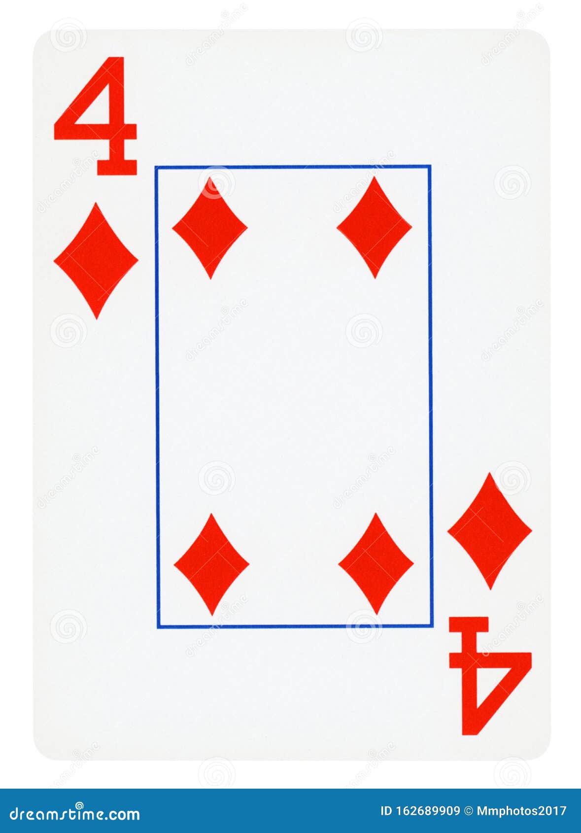 Four of Diamond Playing Card - Isolated on White Stock Image - Image of ...