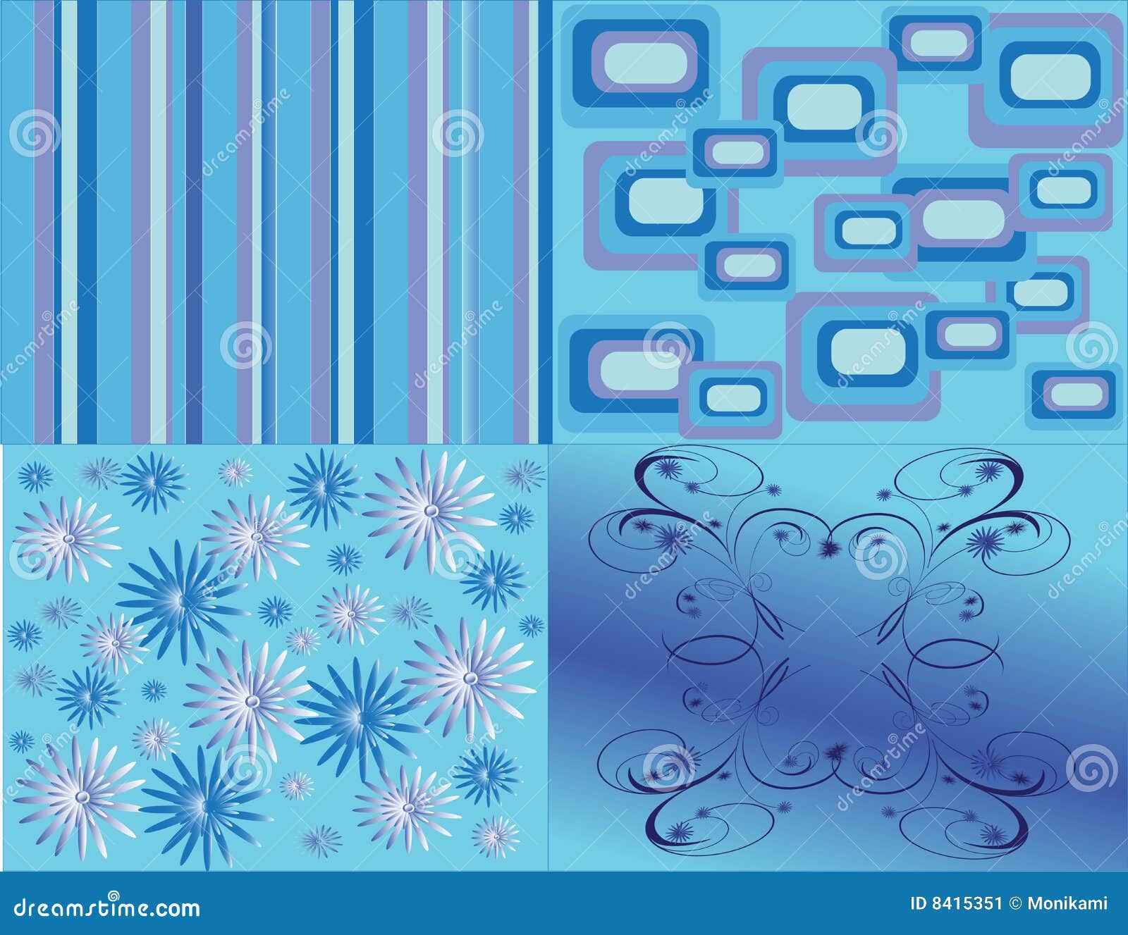 Four Different Blue Patterns Stock Vector - Illustration of colors ...
