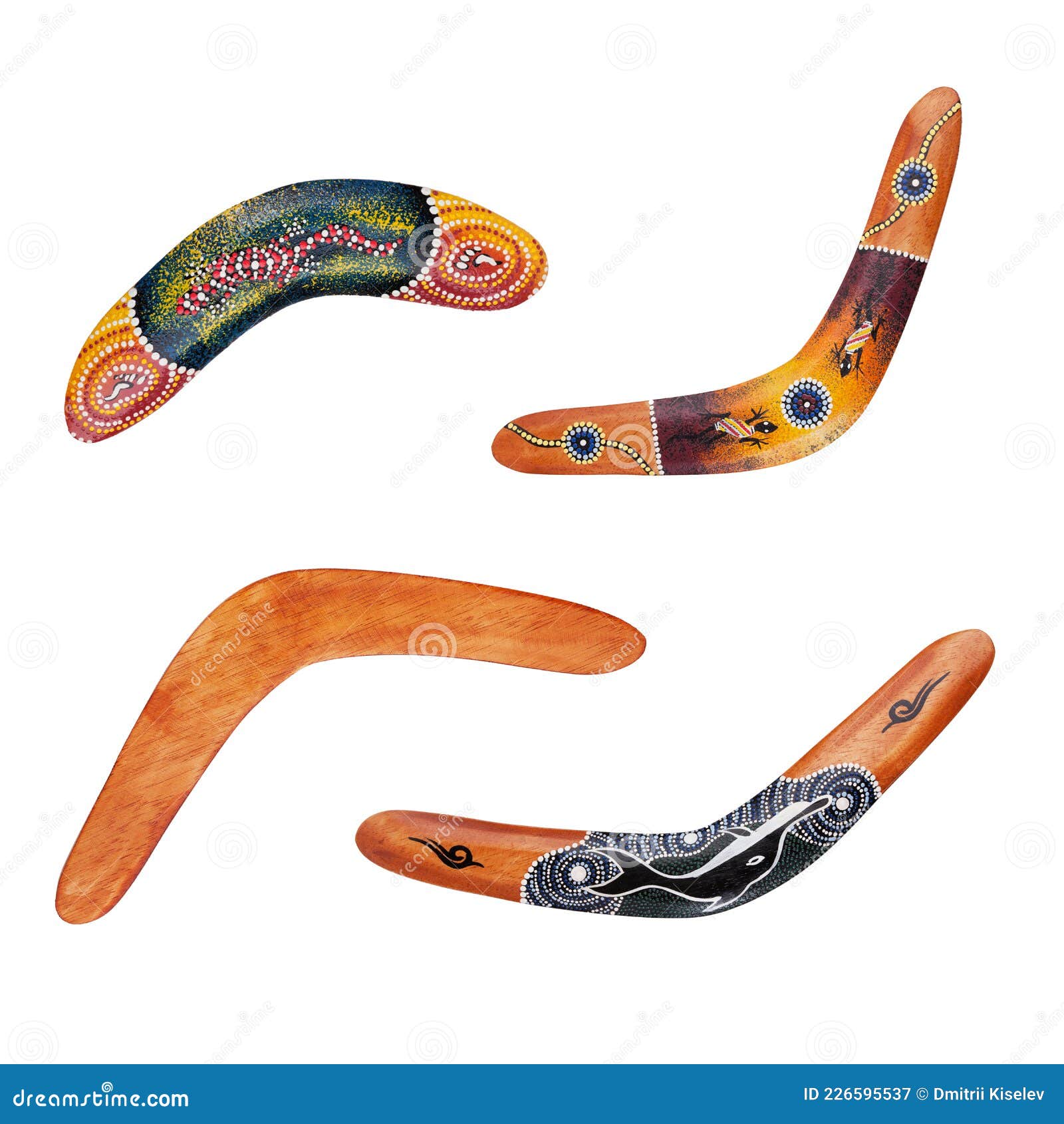 Four different boomerangs stock image. Image of brown - 226595537