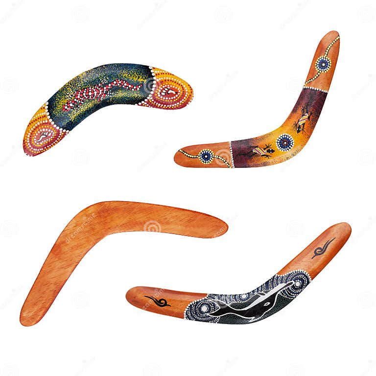 Four different boomerangs stock image. Image of brown - 226595537