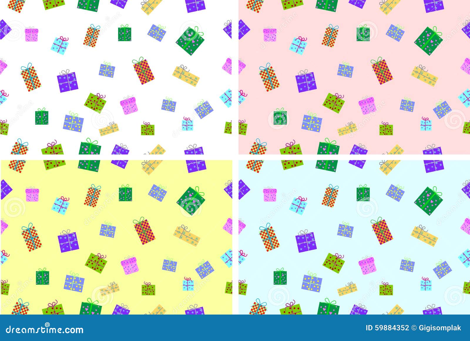 Four Different Color Seamless Background - Gift Box Stock Vector ...