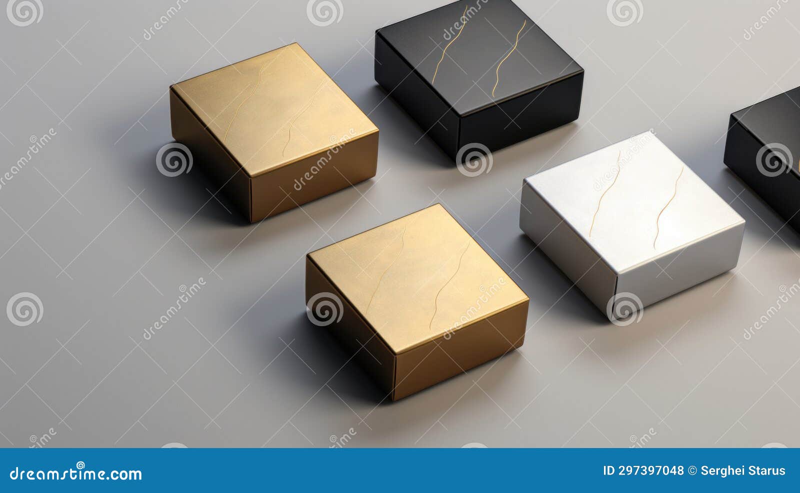 Four Different Colored Boxes on a Gray Surface, AI Stock Photo - Image ...