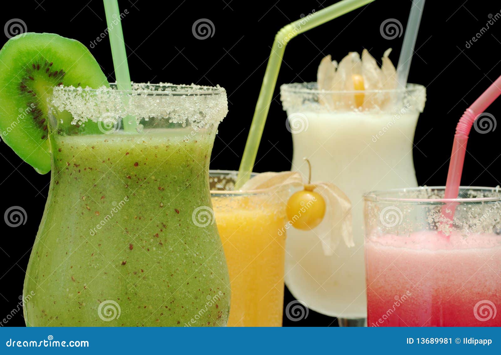 Four Different Colored Smoothies Stock Image - Image of kiwi, fruit ...
