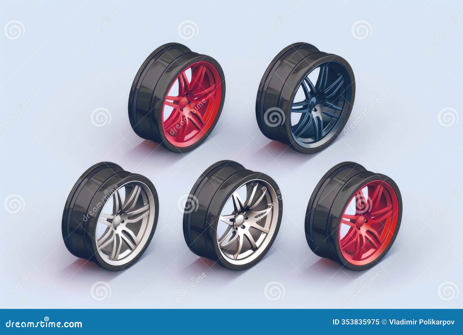 Four Different Colored Wheels on a White Background. Suitable for ...