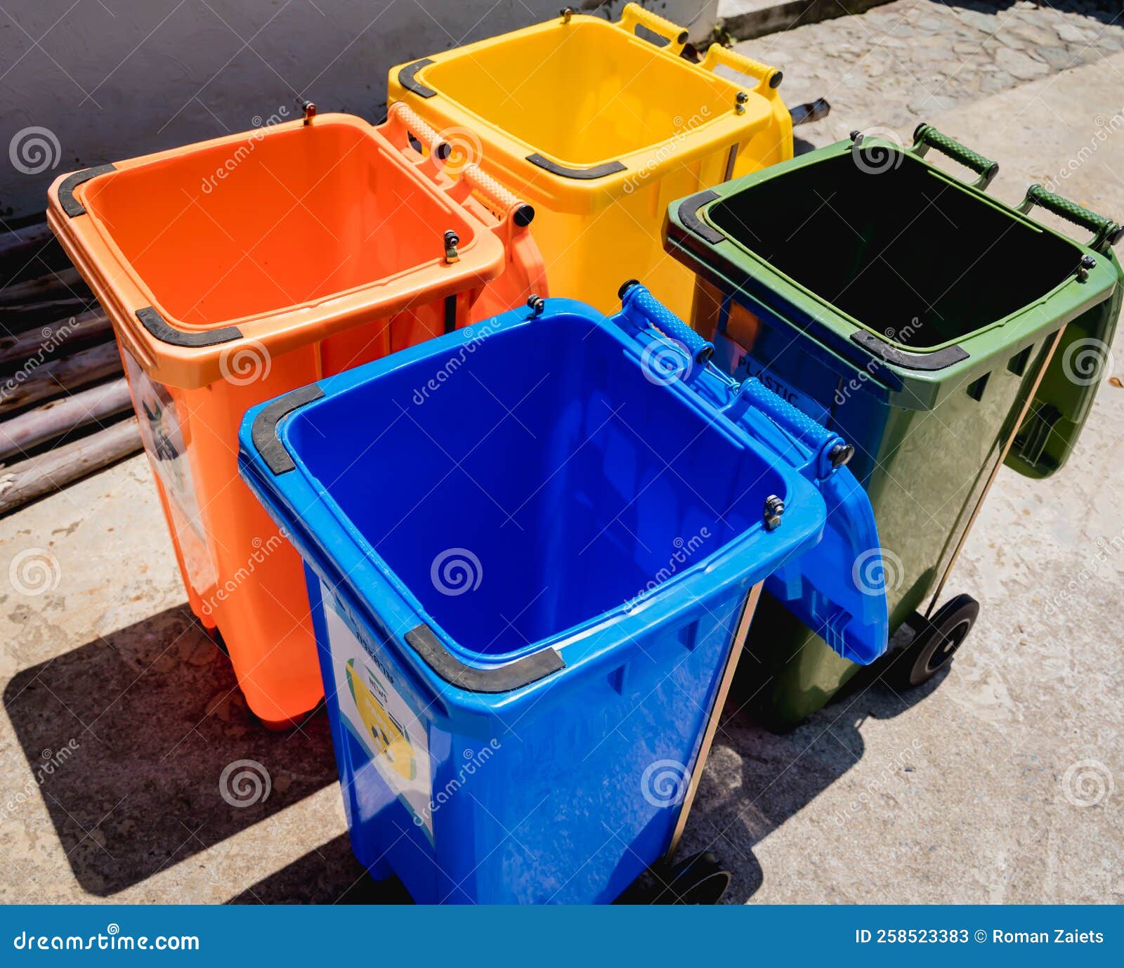 The Four Different Container for Sorting Plastic, Paper, Metal and ...