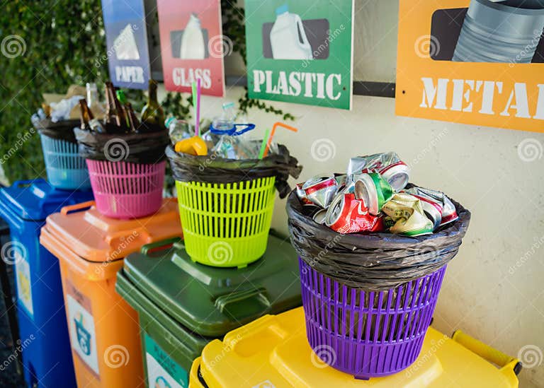 The Four Different Container for Sorting Plastic, Paper, Metal and ...