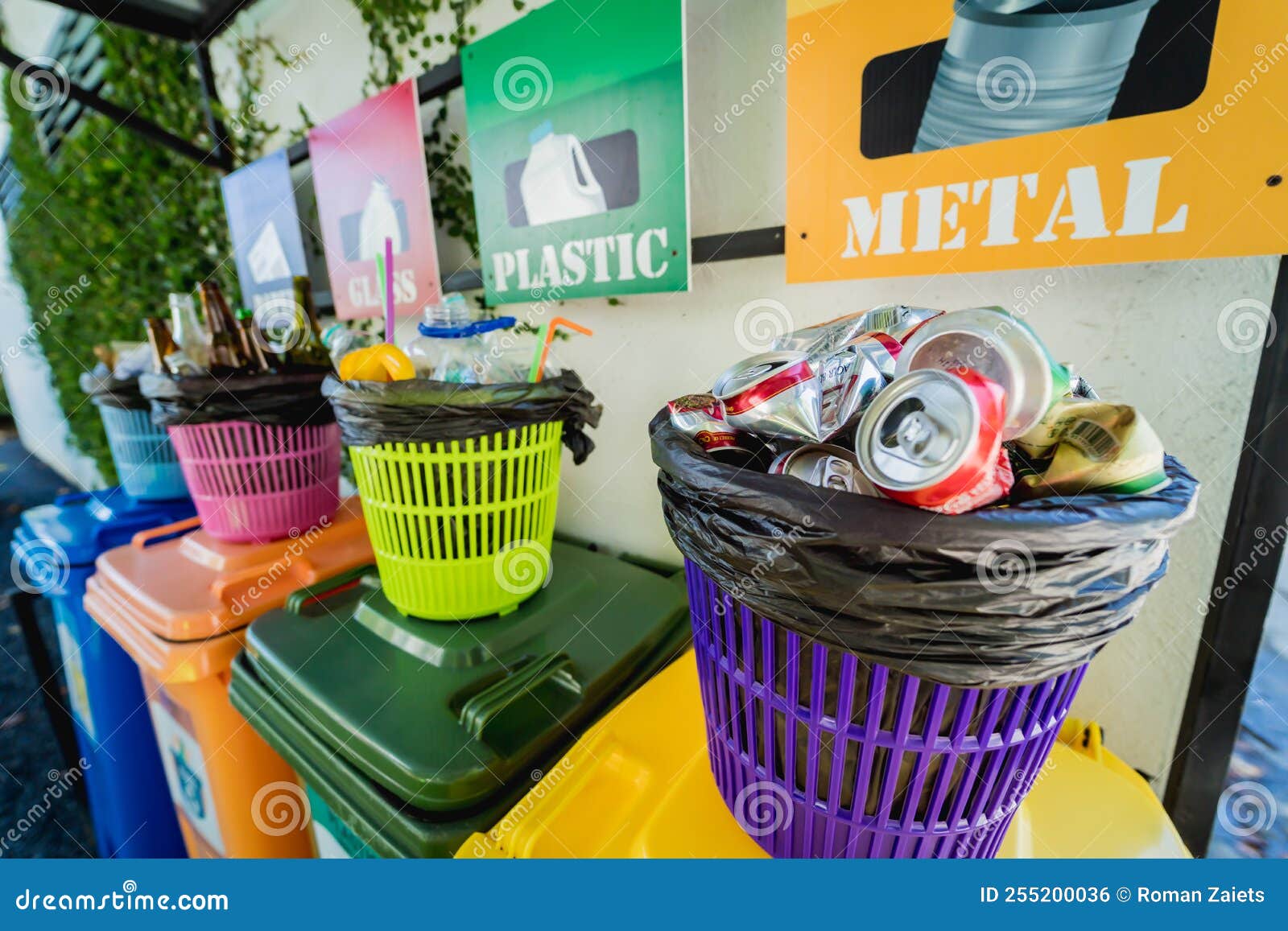The Four Different Container for Sorting Plastic, Paper, Metal and ...