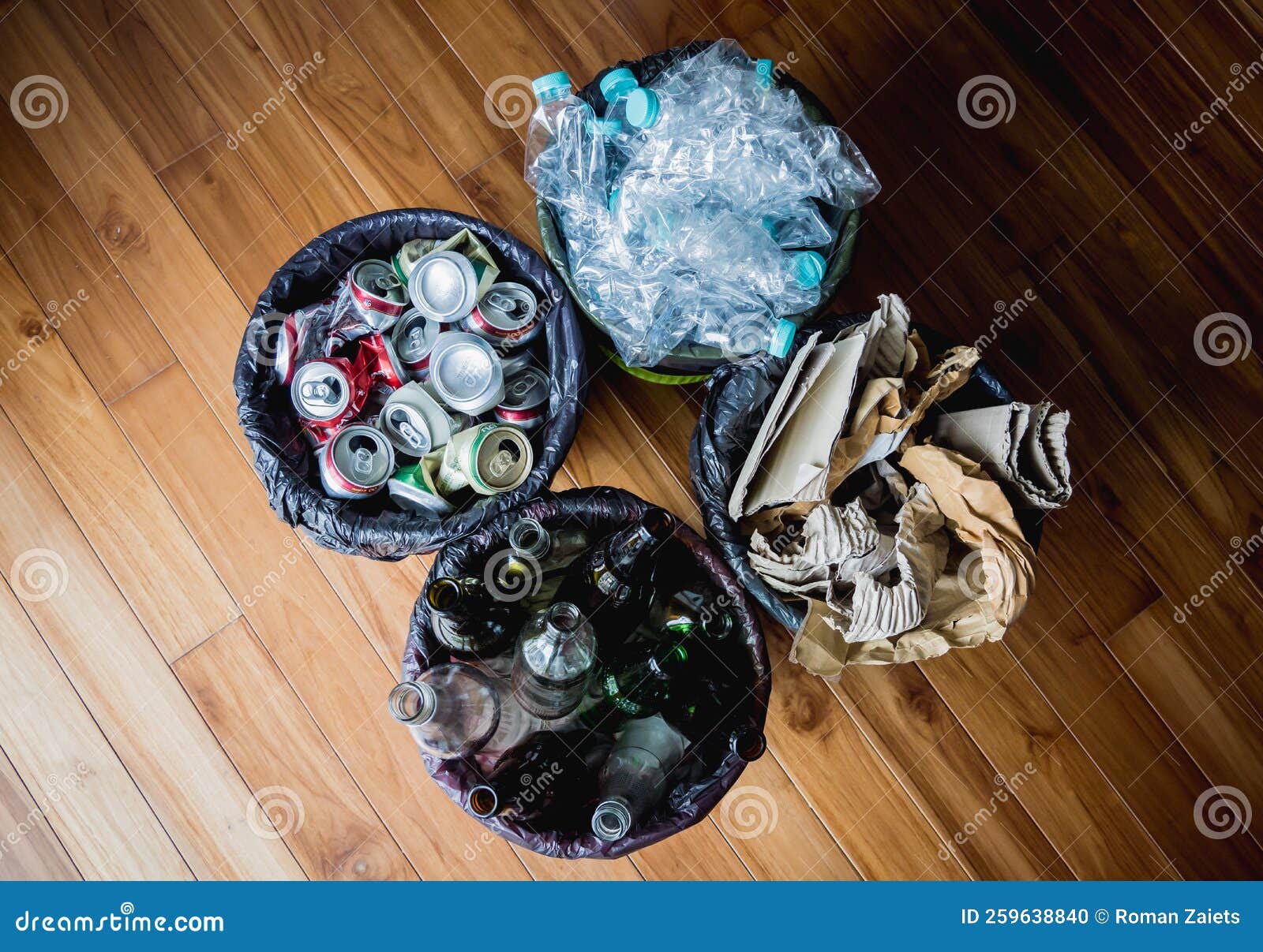 The Four Different Container for Sorting Plastic, Paper, Metal and ...