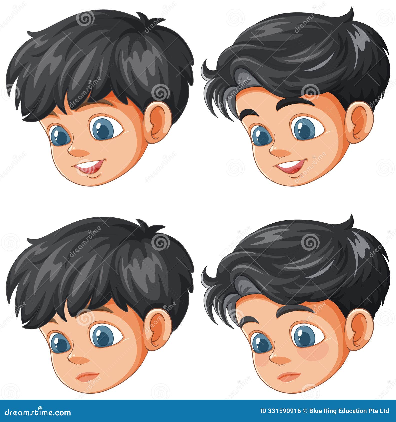 Four Different Expressions of a Boy Stock Vector - Illustration of ...