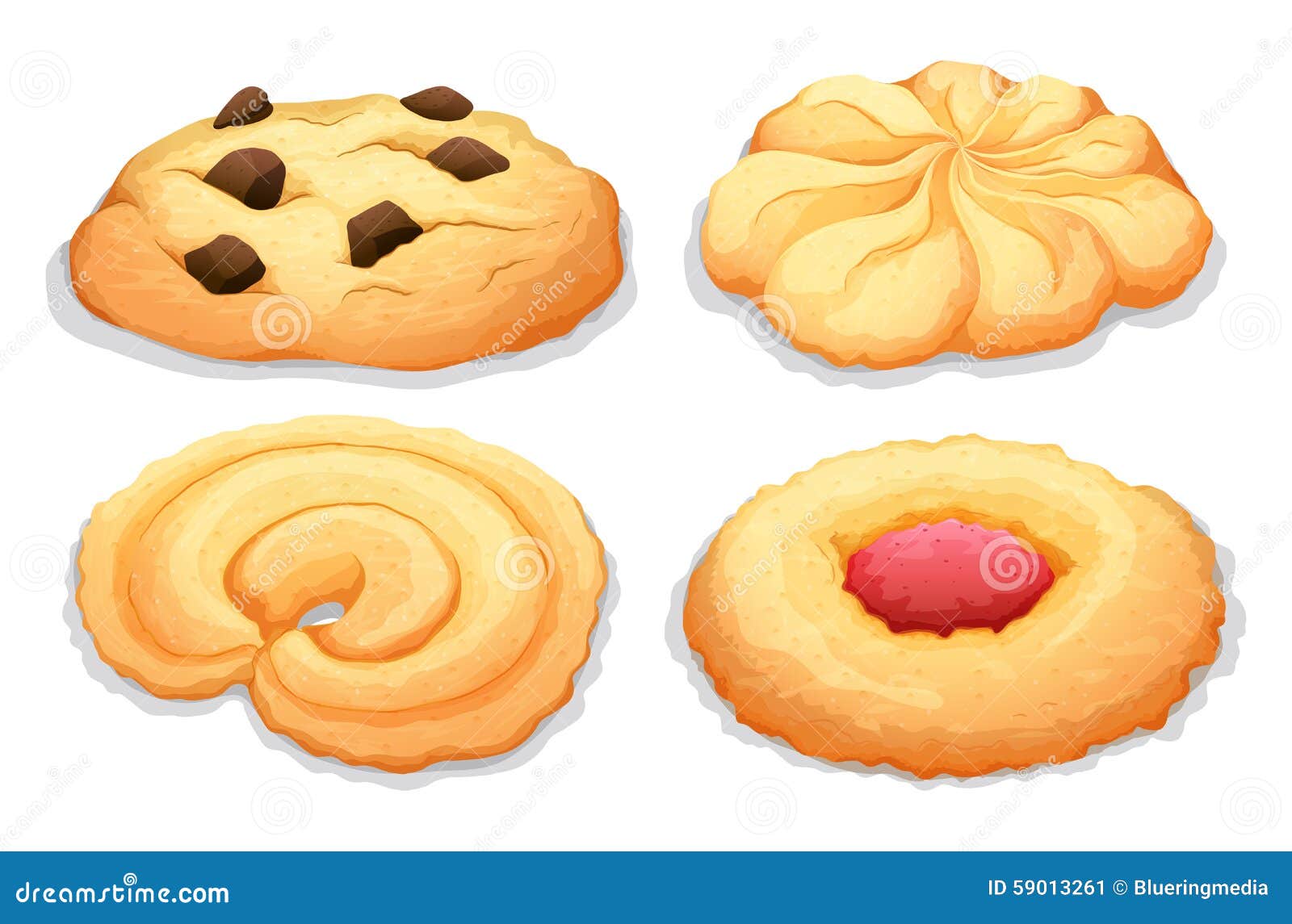 Four Different Flavours Cookies Stock Vector - Illustration of ...