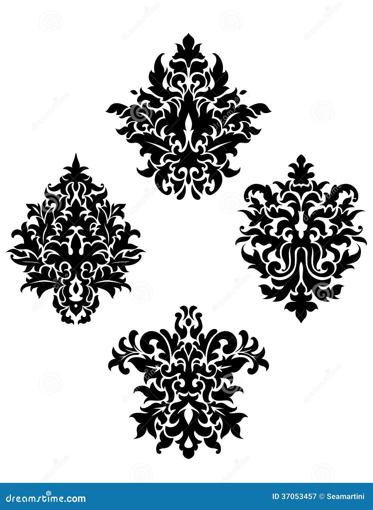 Four Different Foliate Arabesque Motifs Stock Vector - Illustration of ...