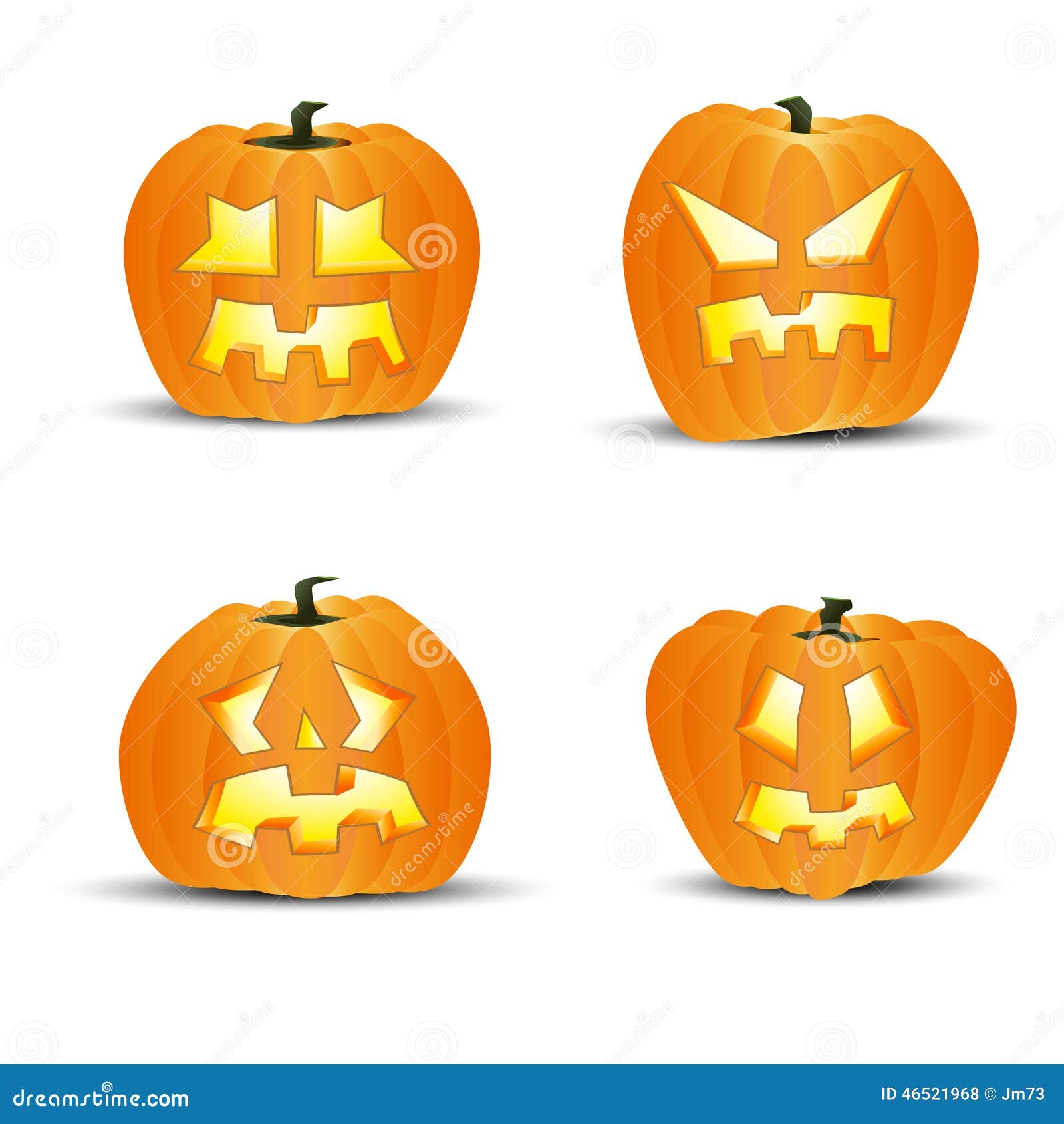 Four Different Halloween Pumpkins Stock Vector - Illustration of ...