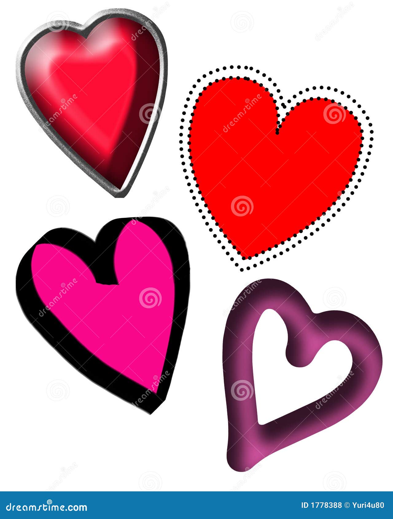 Four different hearts stock illustration. Illustration of closeup - 1778388