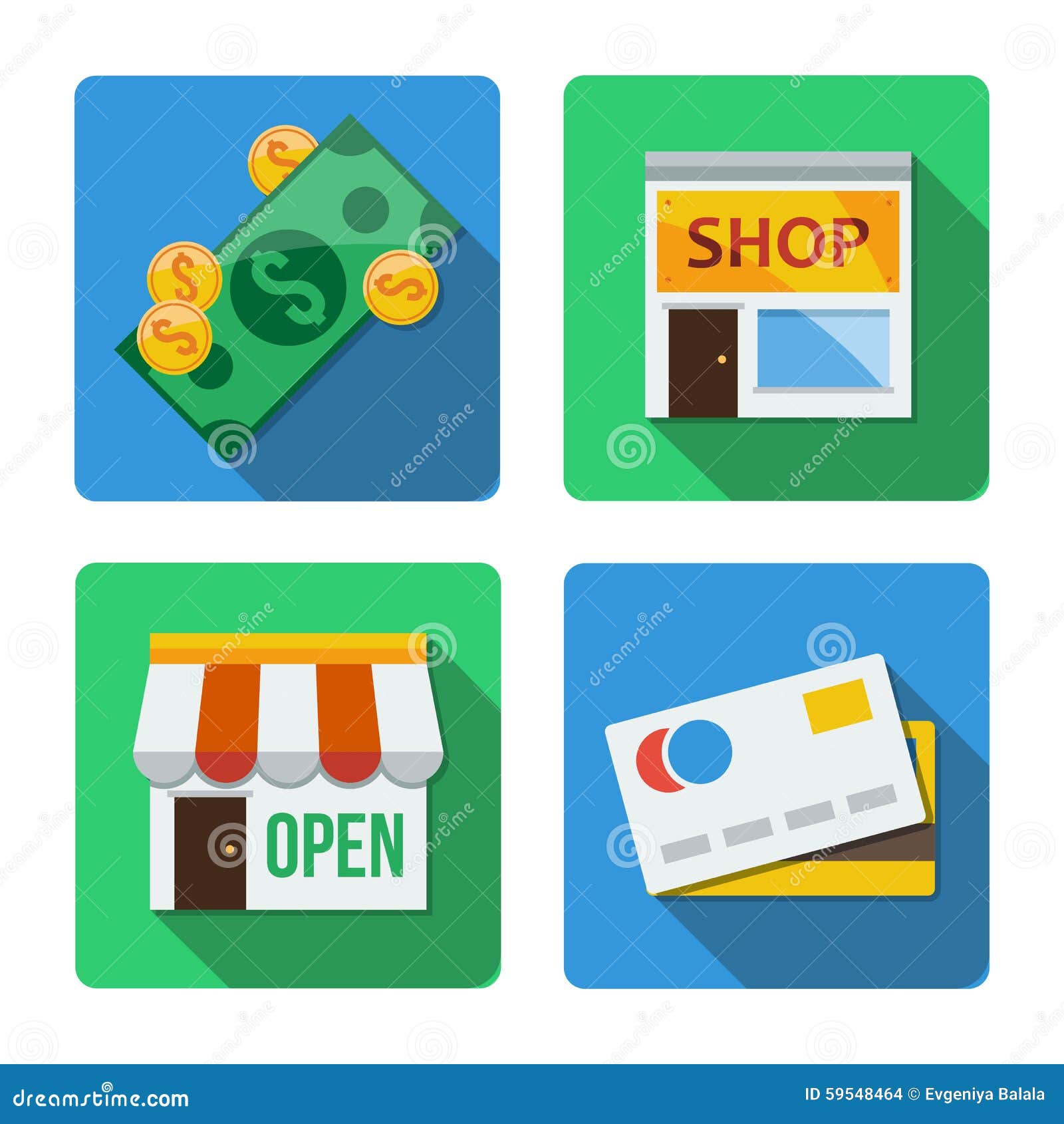 Four Different Icons in a Flat Style Stock Vector - Illustration of ...