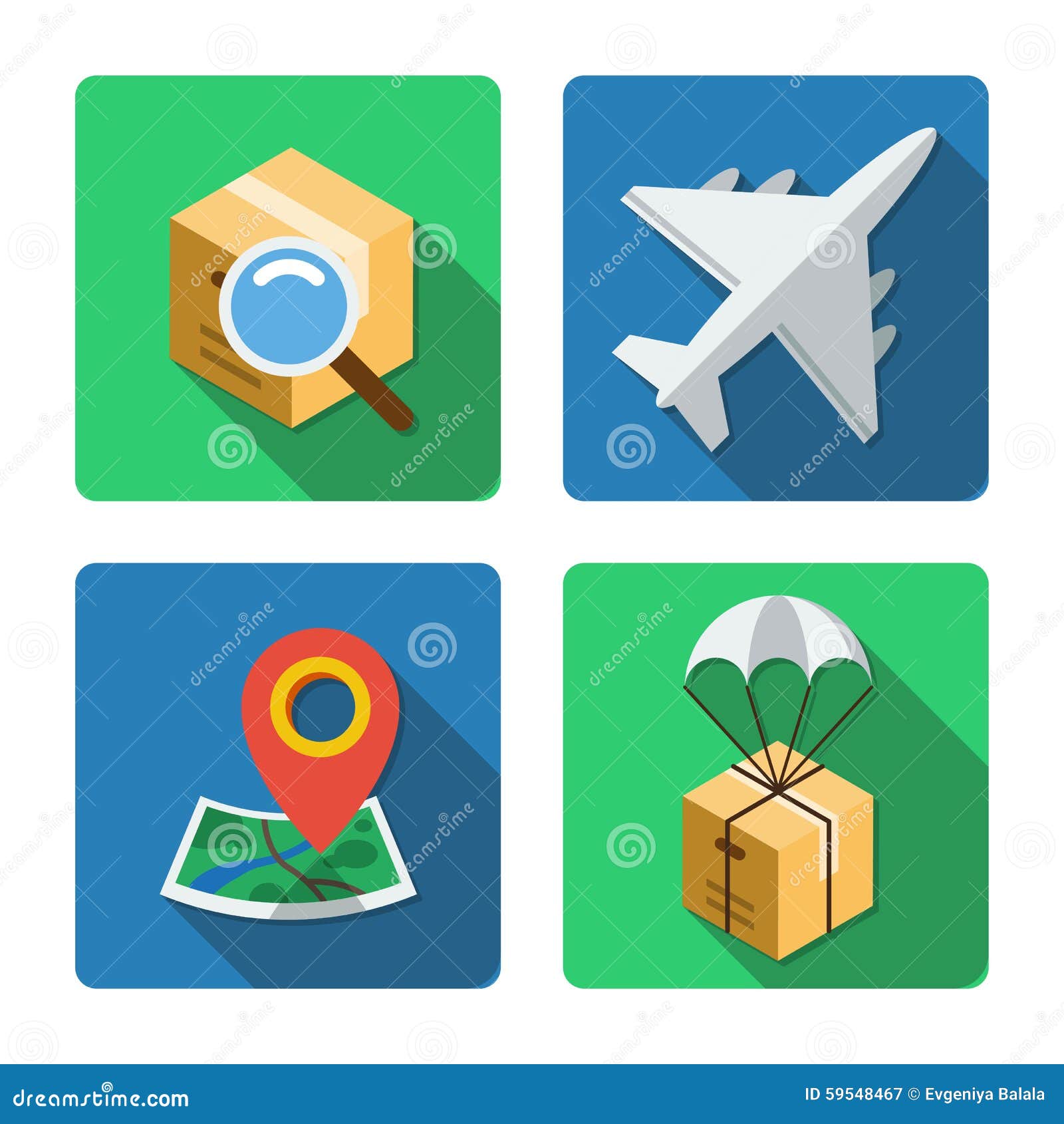 Four Different Icons in a Flat Style Stock Vector - Illustration of ...